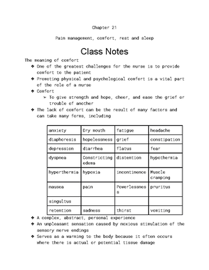 Nursing Topics - lists disease and other stuff done for each chapter ...