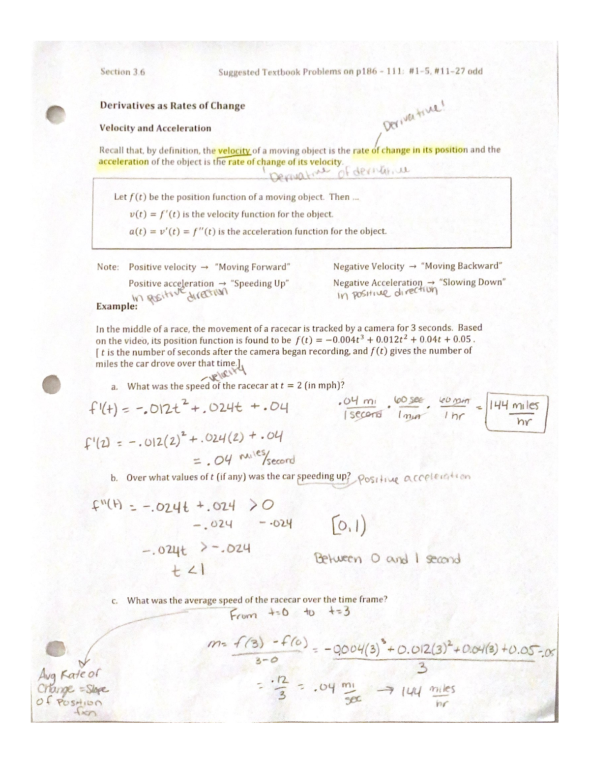 Section 3.6 Derivatives As Rate Of Change - MATH 203 - Studocu