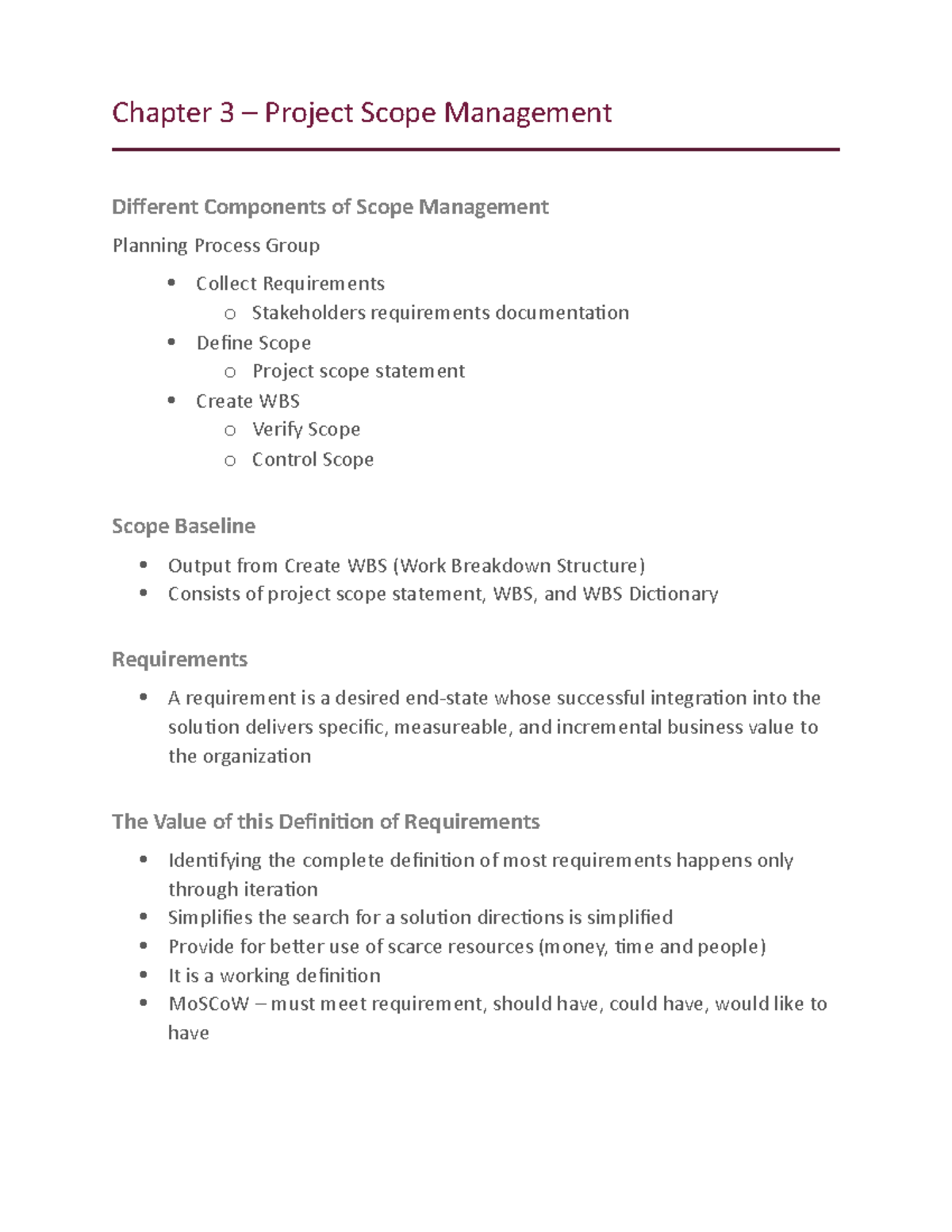 Chapter 3 – Project Scope Management - Chapter 3 – Project Scope ...
