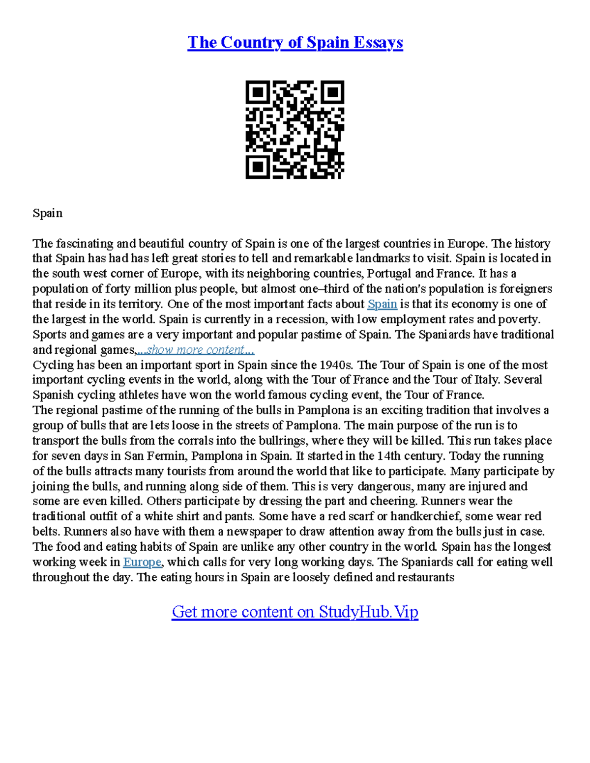 Writing An Essay Conclusion - The Country of Spain Essays Spain The ...