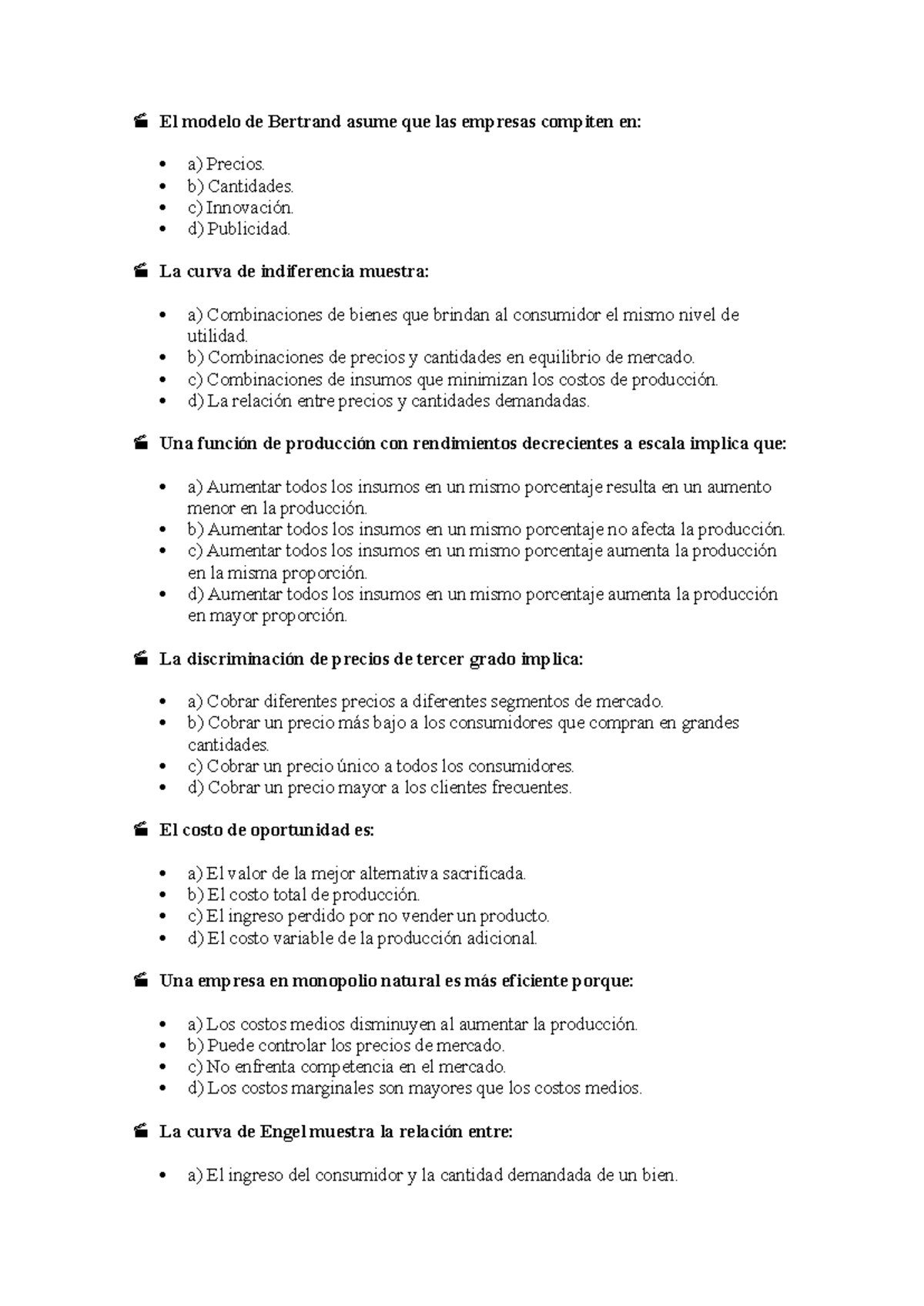 Practica micro 6 - El modelo de Bertrand asume que las empresas ...