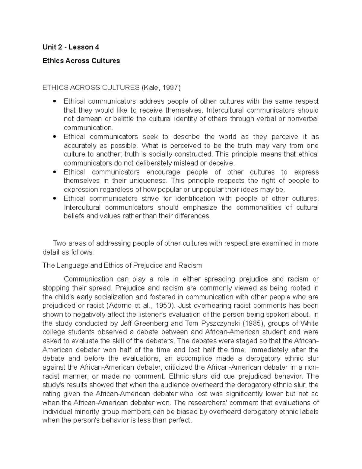 Ethics Across Cultures and Intercultural Communication Ethics and ...