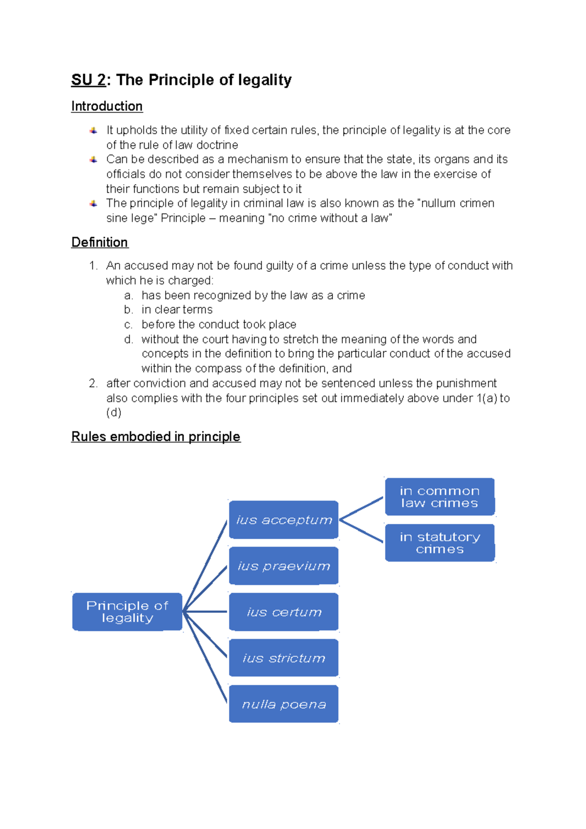 Principle of Legality - SU 2 - SU 2: The Principle of legality ...