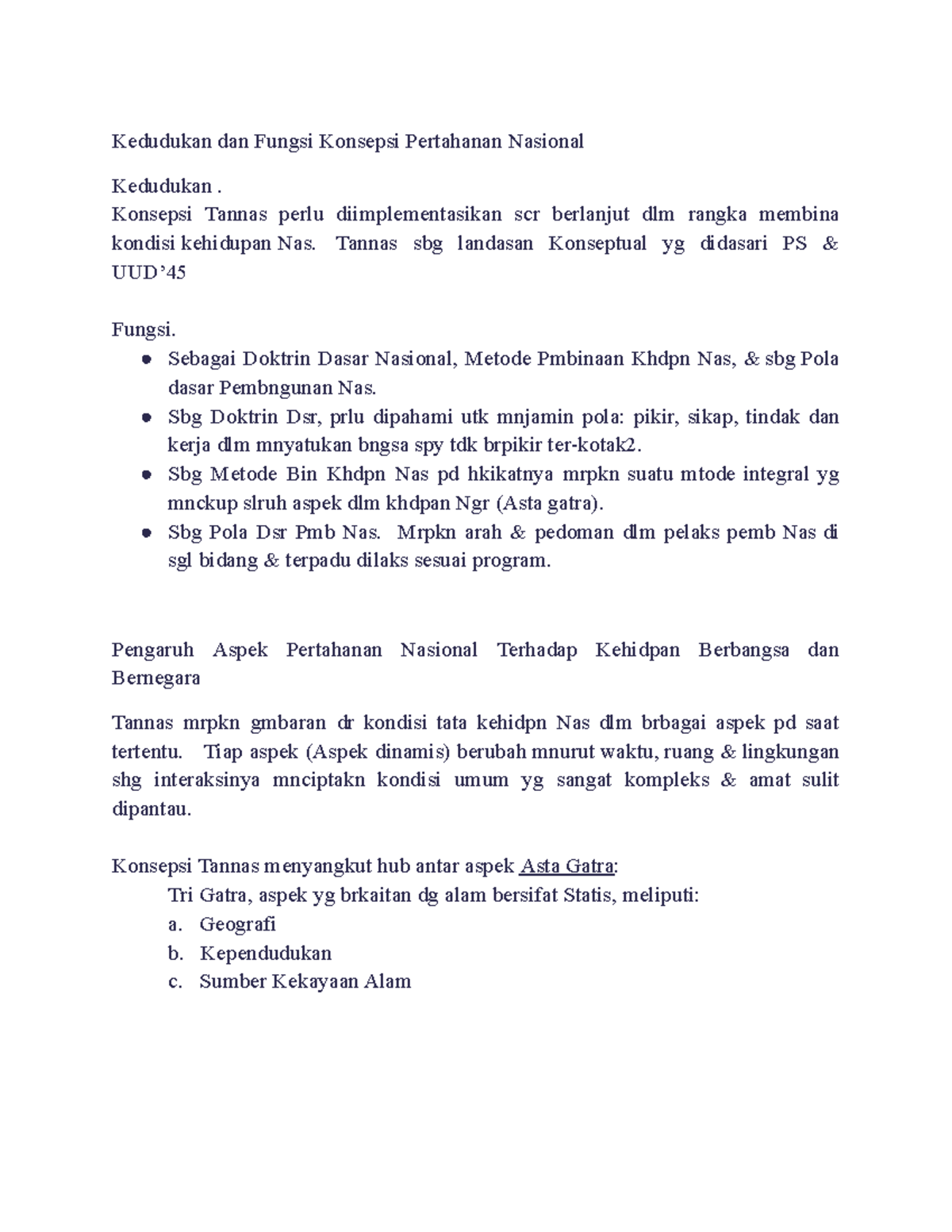 Kedudukan dan Fungsi Konsepsi Pertahanan Nasional - Konsepsi Tannas ...