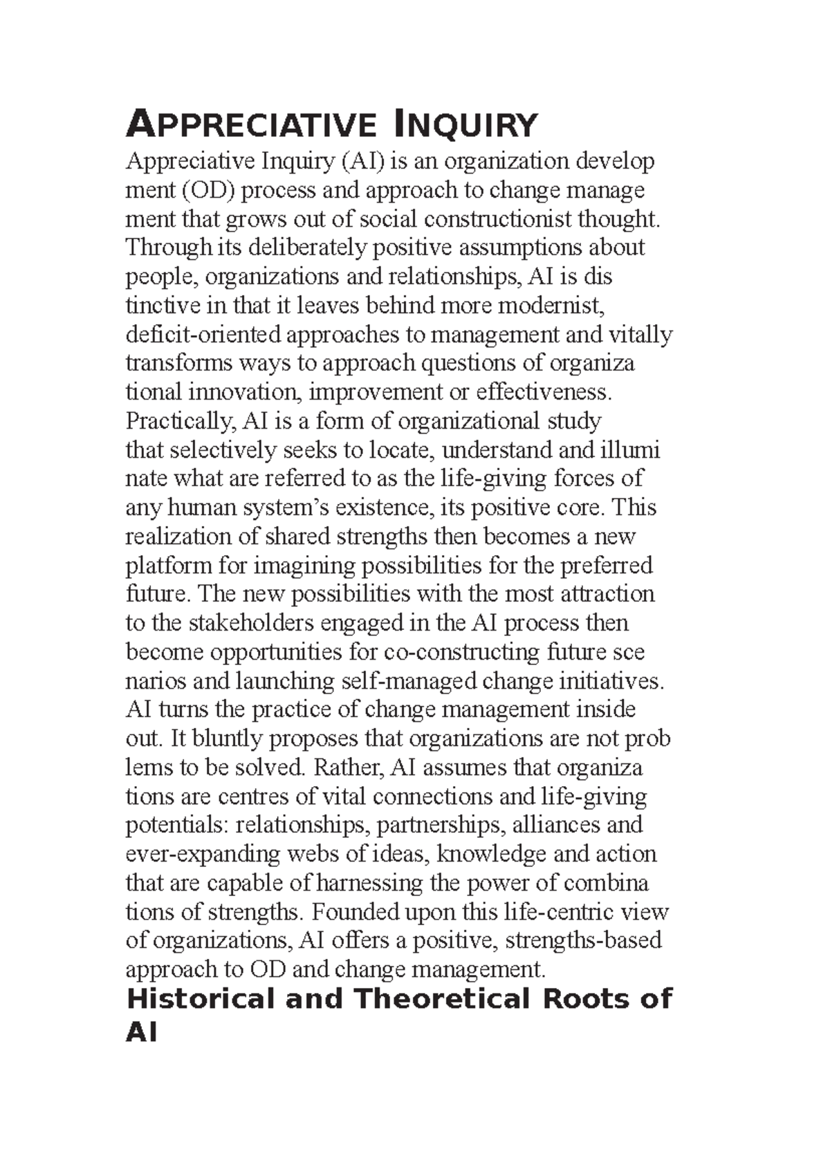 Appreciative Inquiry - APPRECIATIVE INQUIRY Appreciative Inquiry (AI ...