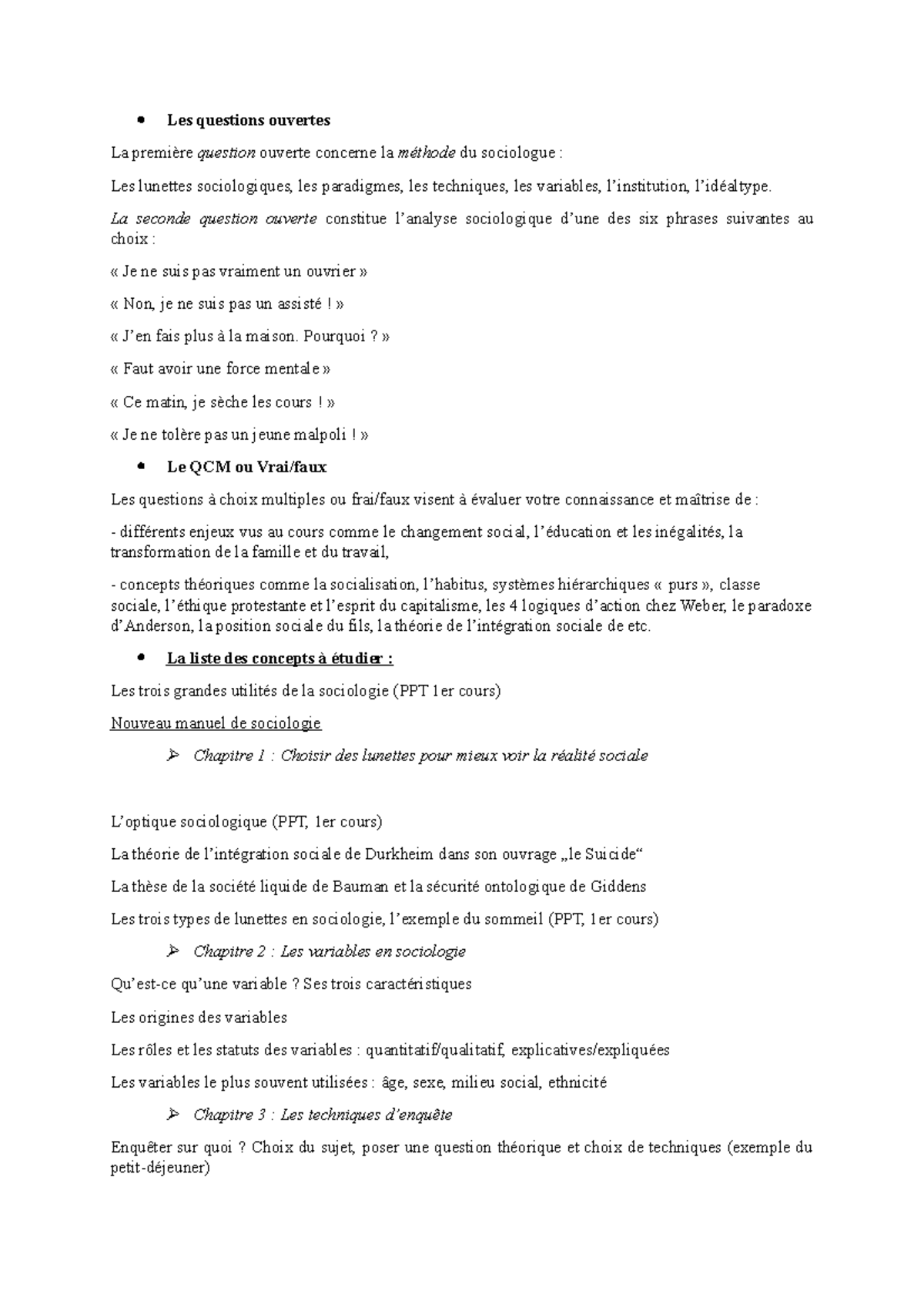 Les questions ouvertes, types de questions sociologie - Les questions ...