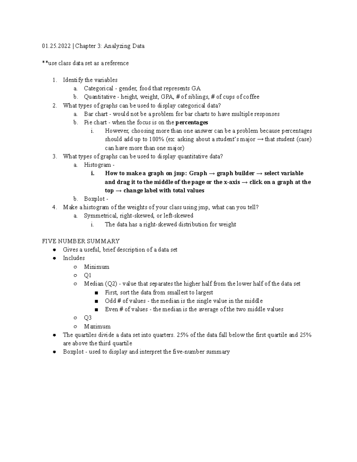 Unit 3 Analyzing Data Five number Summary Interquartile Range