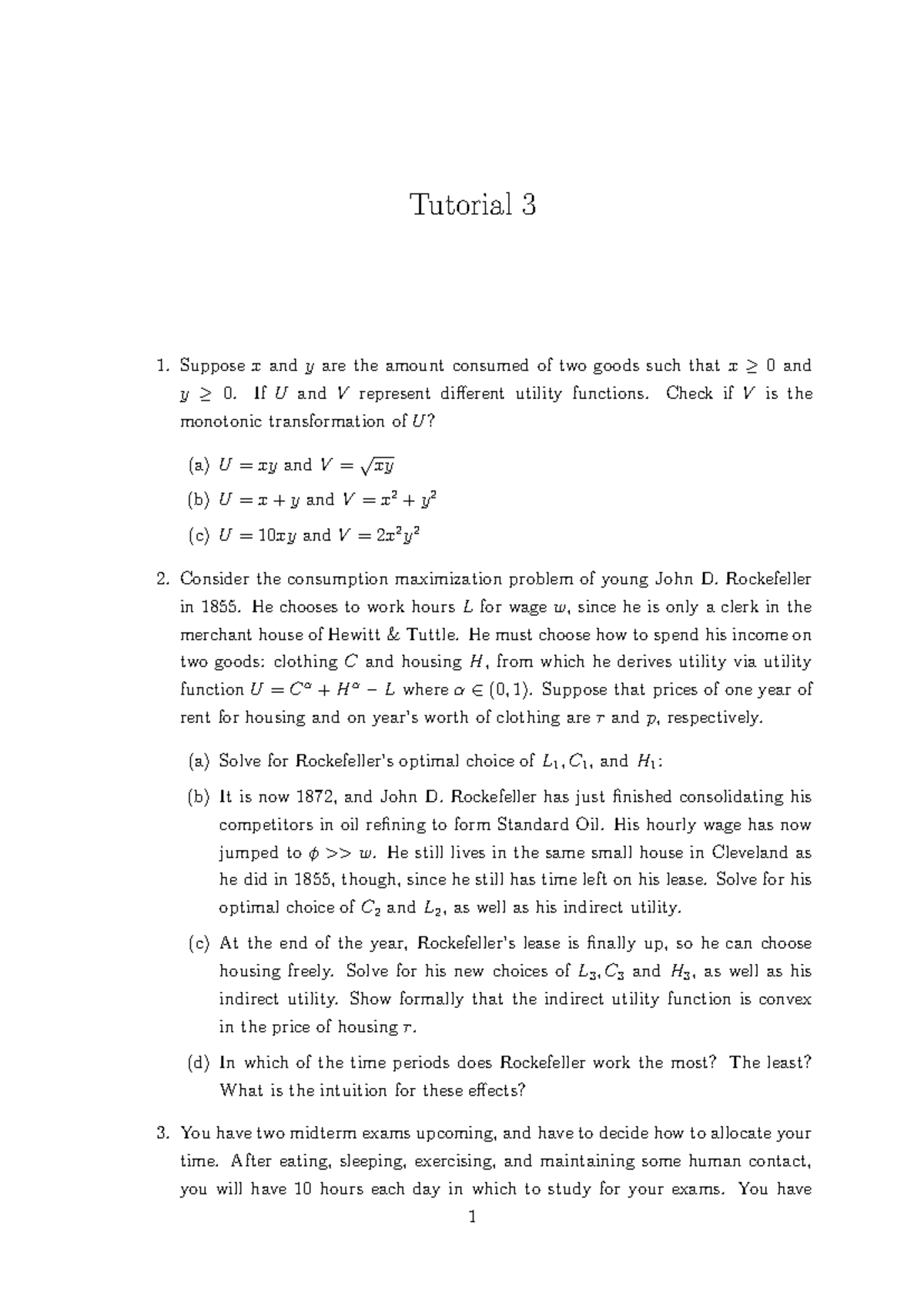 Tutorial 3 - sdsddsdsfsdfsdfcsdfcsdfcsdfcsdf - Tutorial 3 Suppose x and y are the amount ...