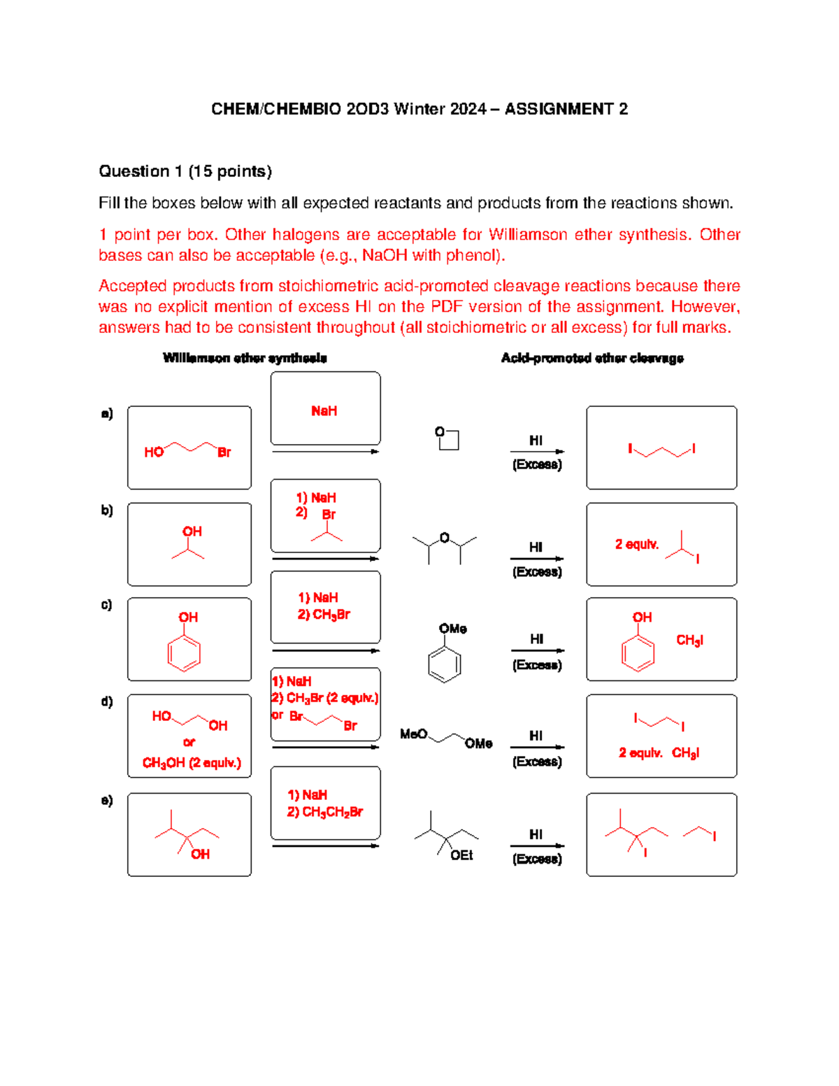 Assignment 2 - winter sem answer key - CHEM/CHEMBIO 2OD3 Winter 202 4 ...