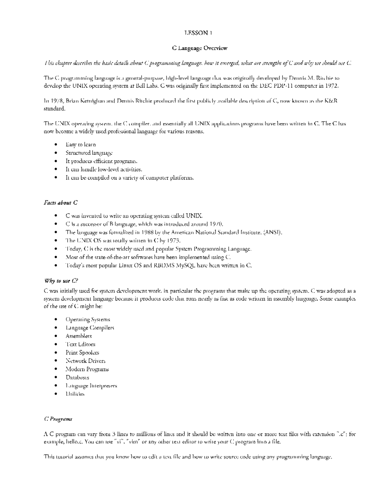 Introduction to C - Programming - Edited - Computer Architecture ...