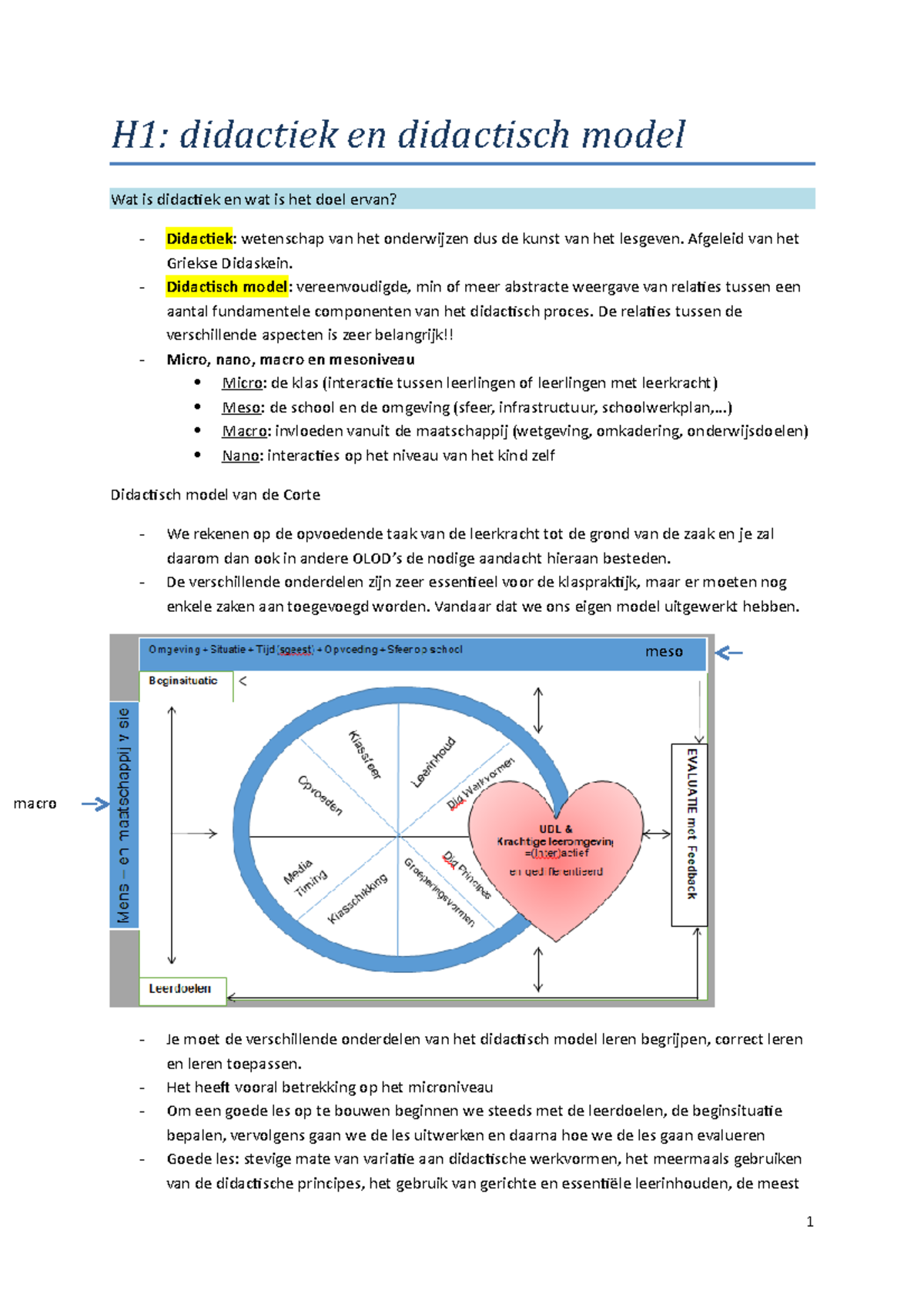 Samenvatting cursus - H1: didactiek en didactisch model Wat is ...