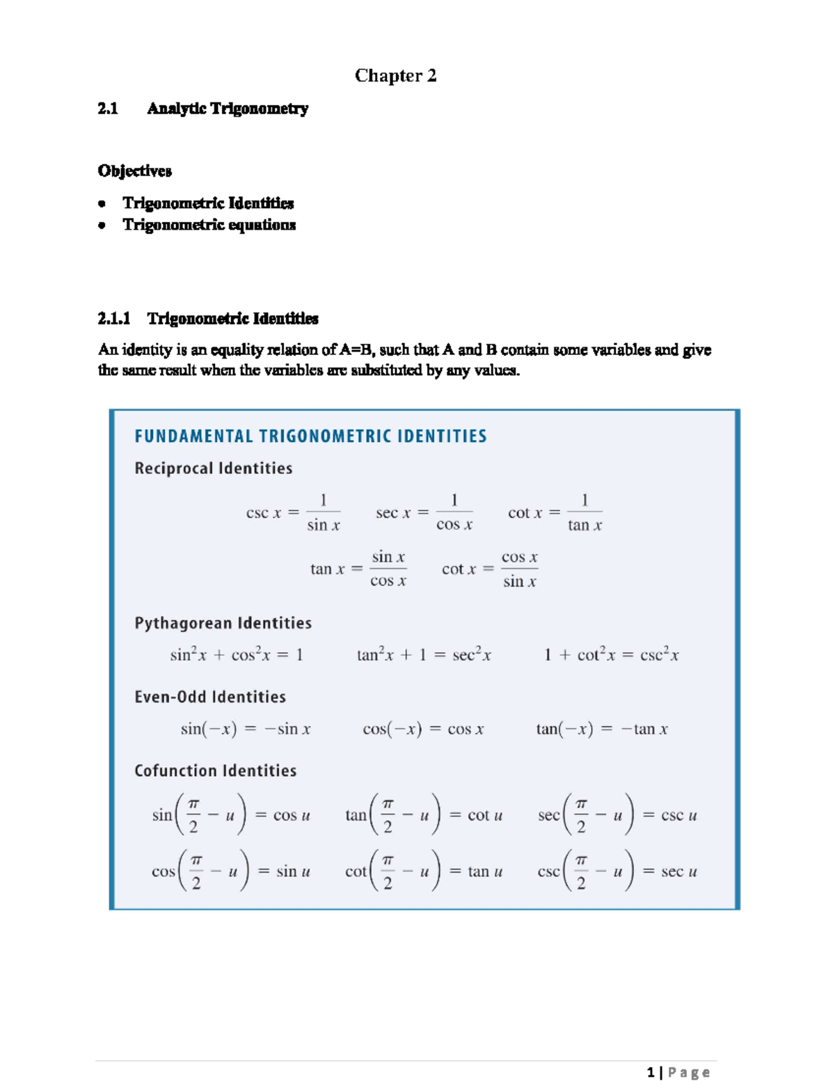 305564 Topic 2 p1 Analytic Trigonometry - Mathematics II - Studocu
