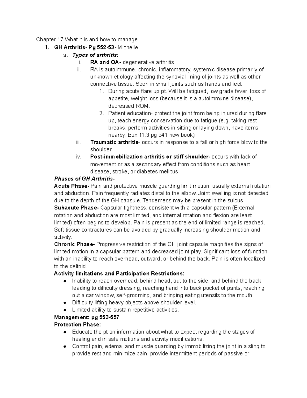 Exam 3 UE Therex - Chapter 17 What it is and how to manage 1. GH ...