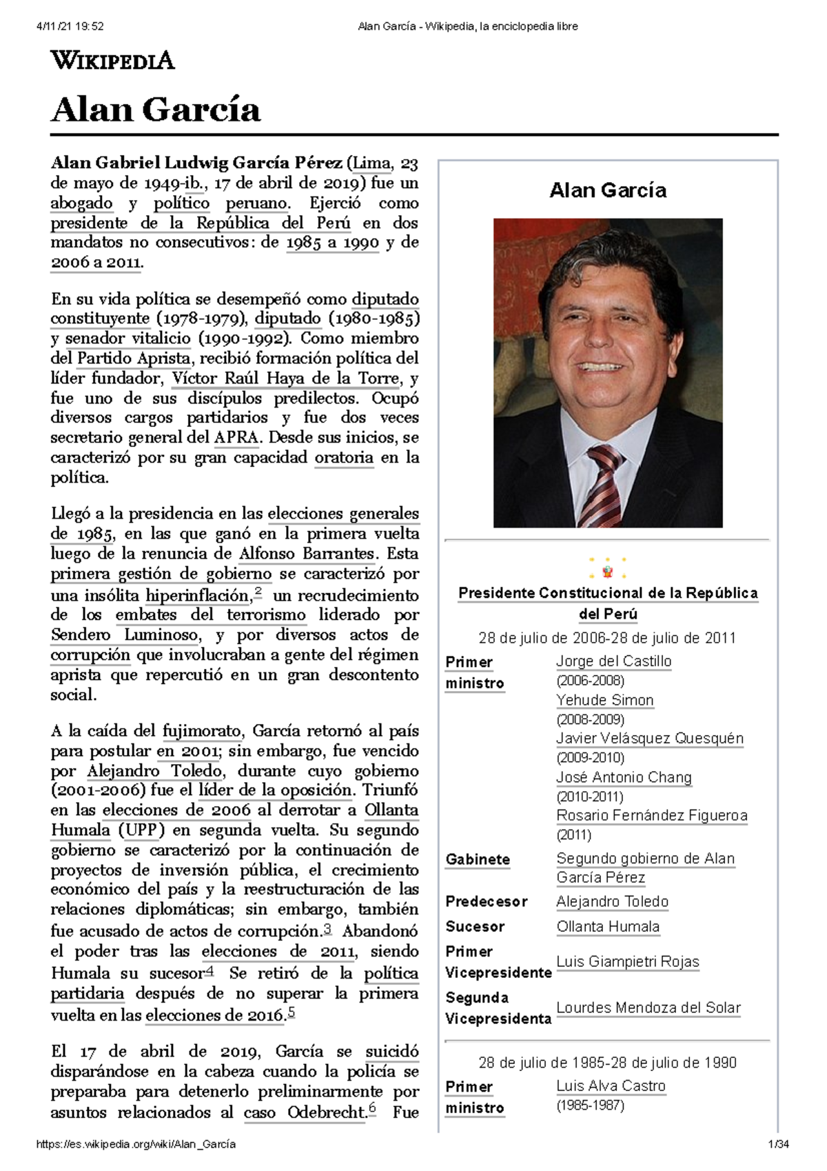 Alan García Perez gobierno del peru hhhjl - Alan García Presidente ...