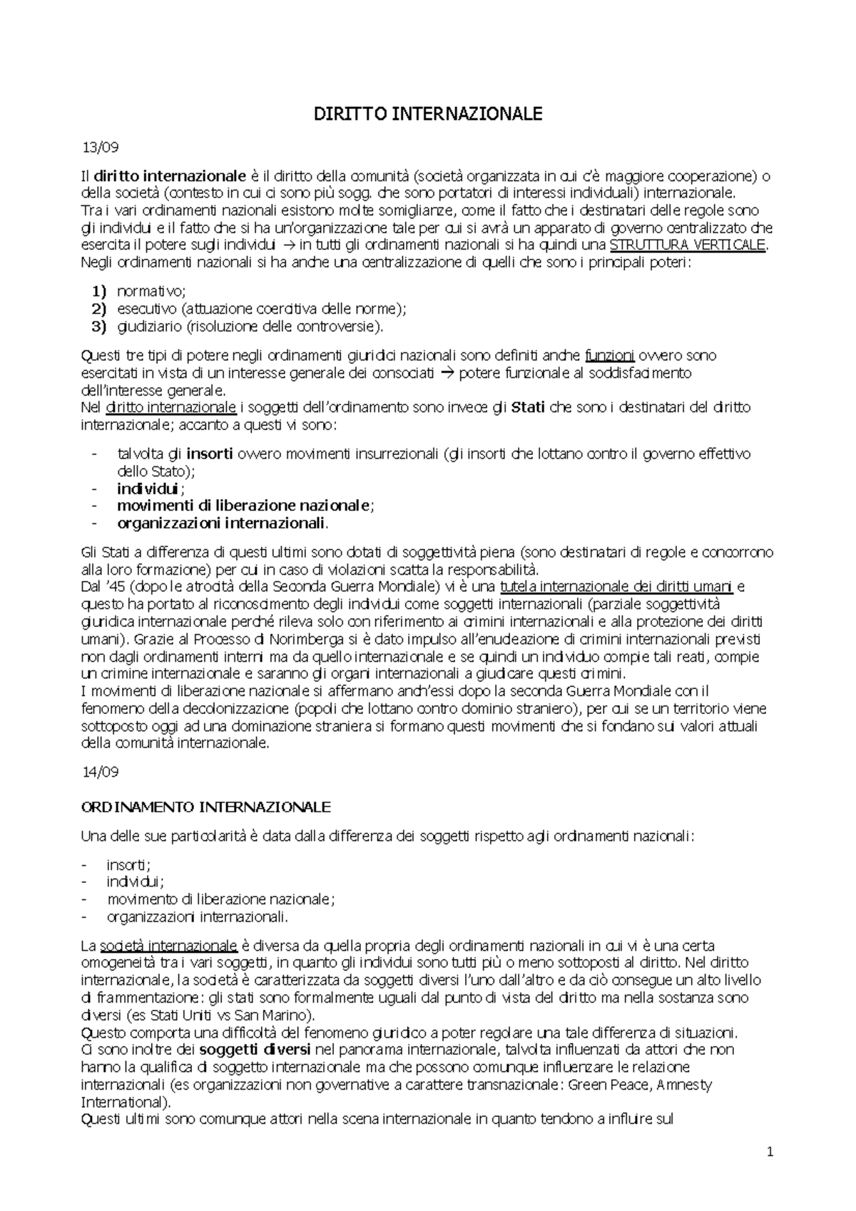 Diritto Internazionale - Professoressa Russo - DIRITTO INTERNAZIONALE ...