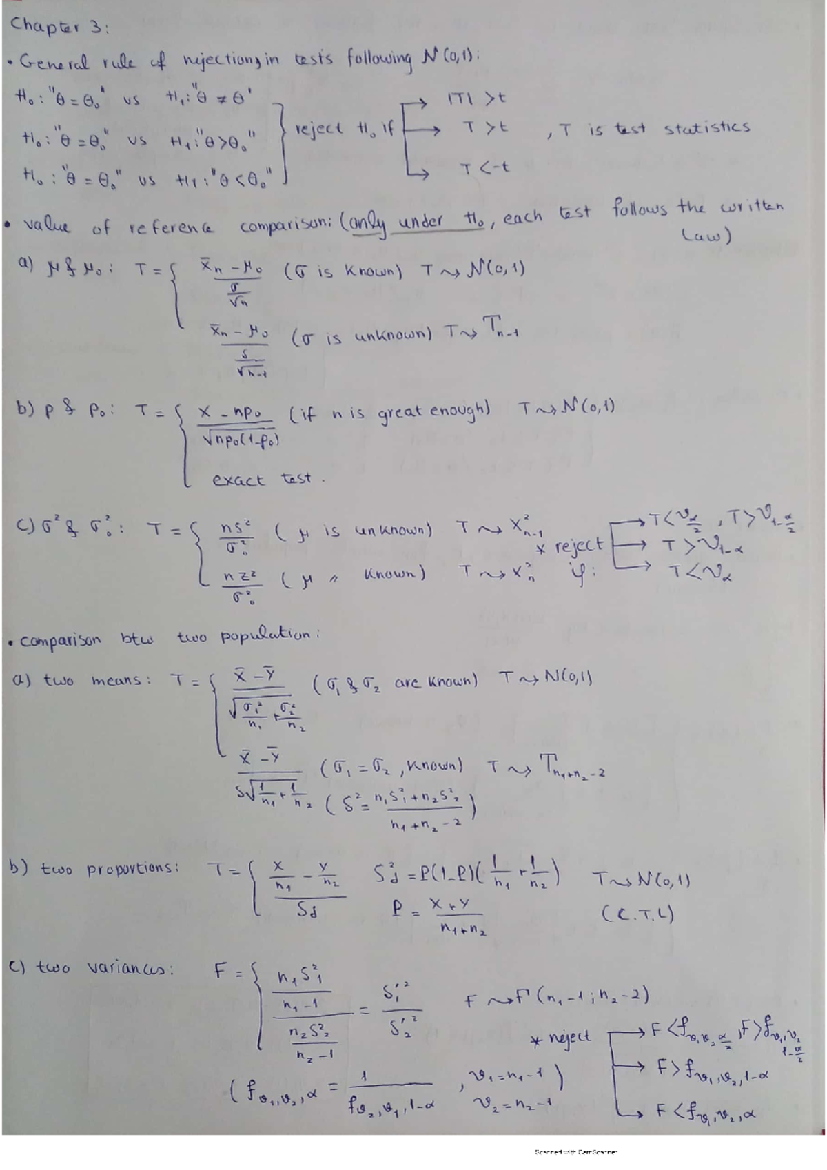Statistics summary - Probability and Statistics - Studocu