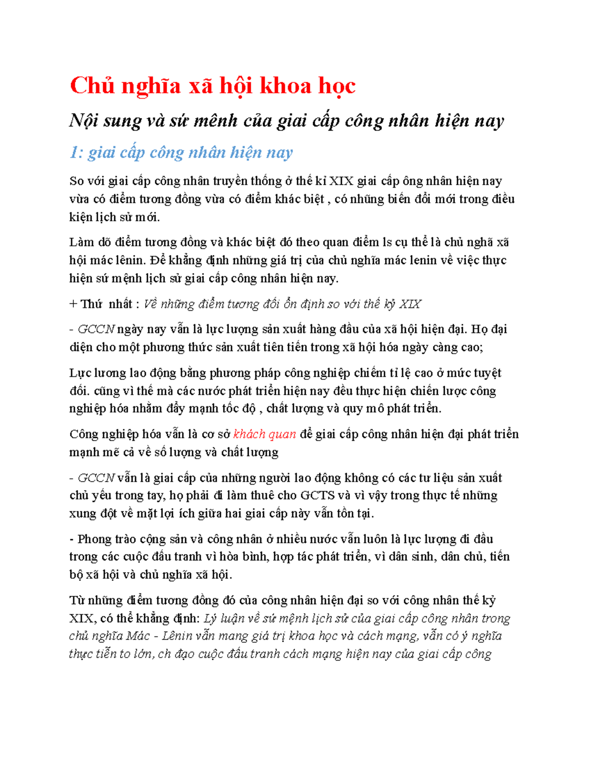 Tt xã hội cnkh - bài tập cnkh xh - Chủ nghĩa xã hội khoa học Nội sung ...