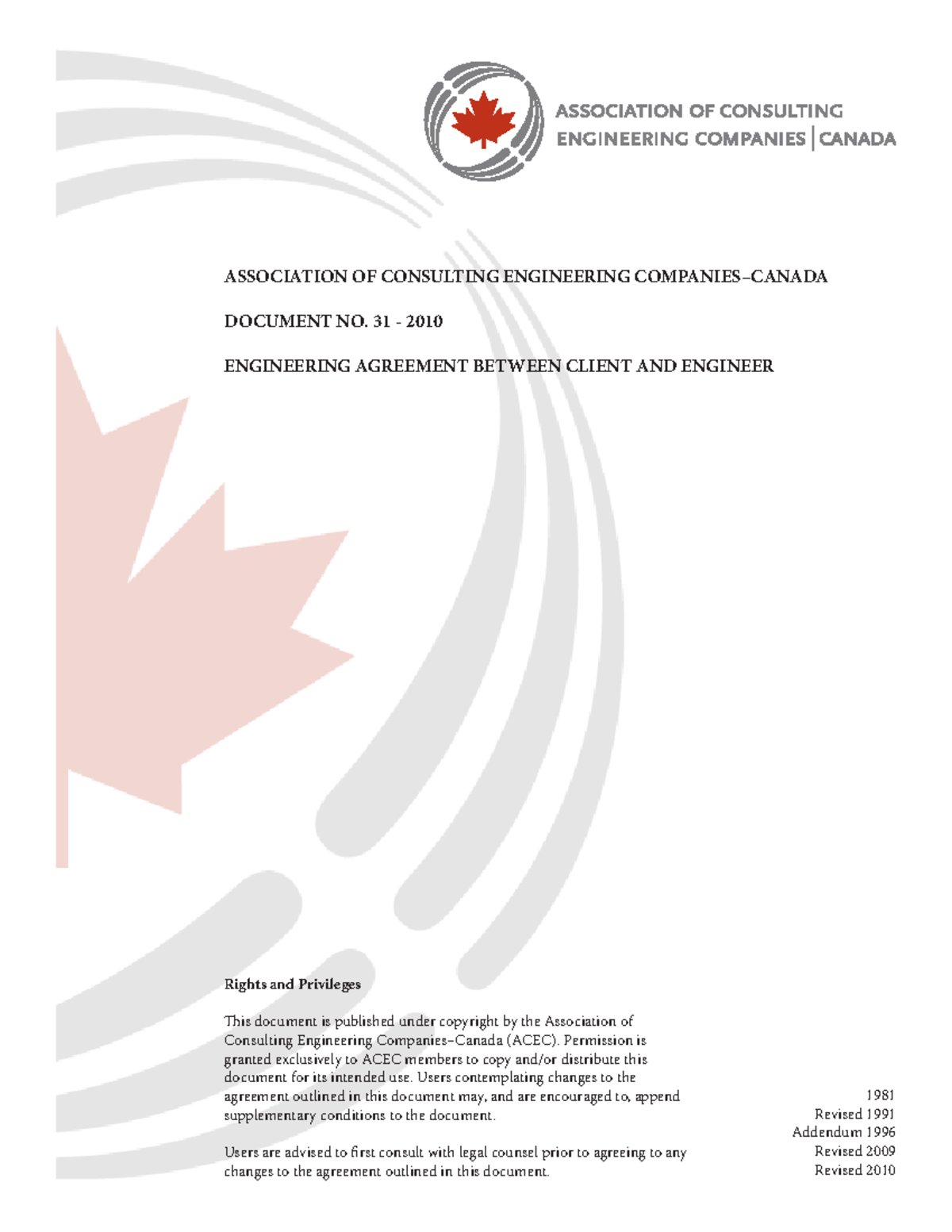 Association of Consulting Engineering Companies - Contract template ...