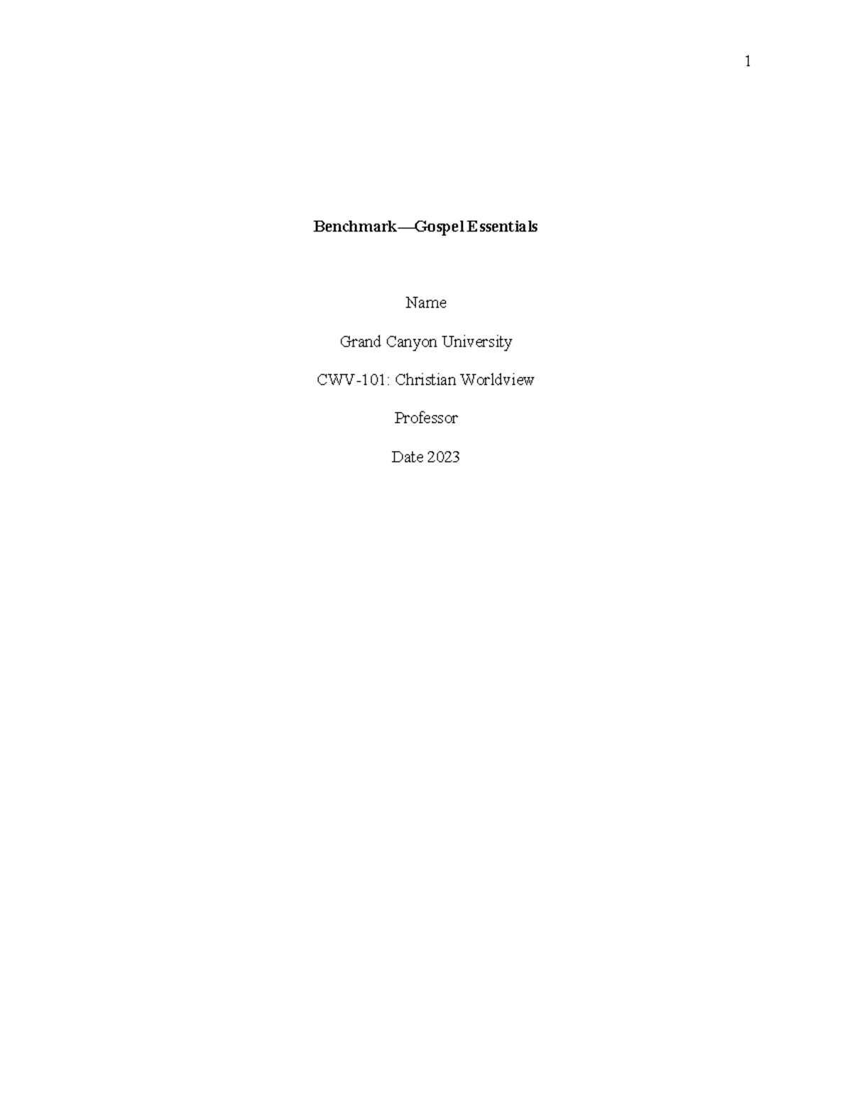 CWV-101 T5 Benchmark Gospel Essentials - Benchmark—Gospel Essentials ...