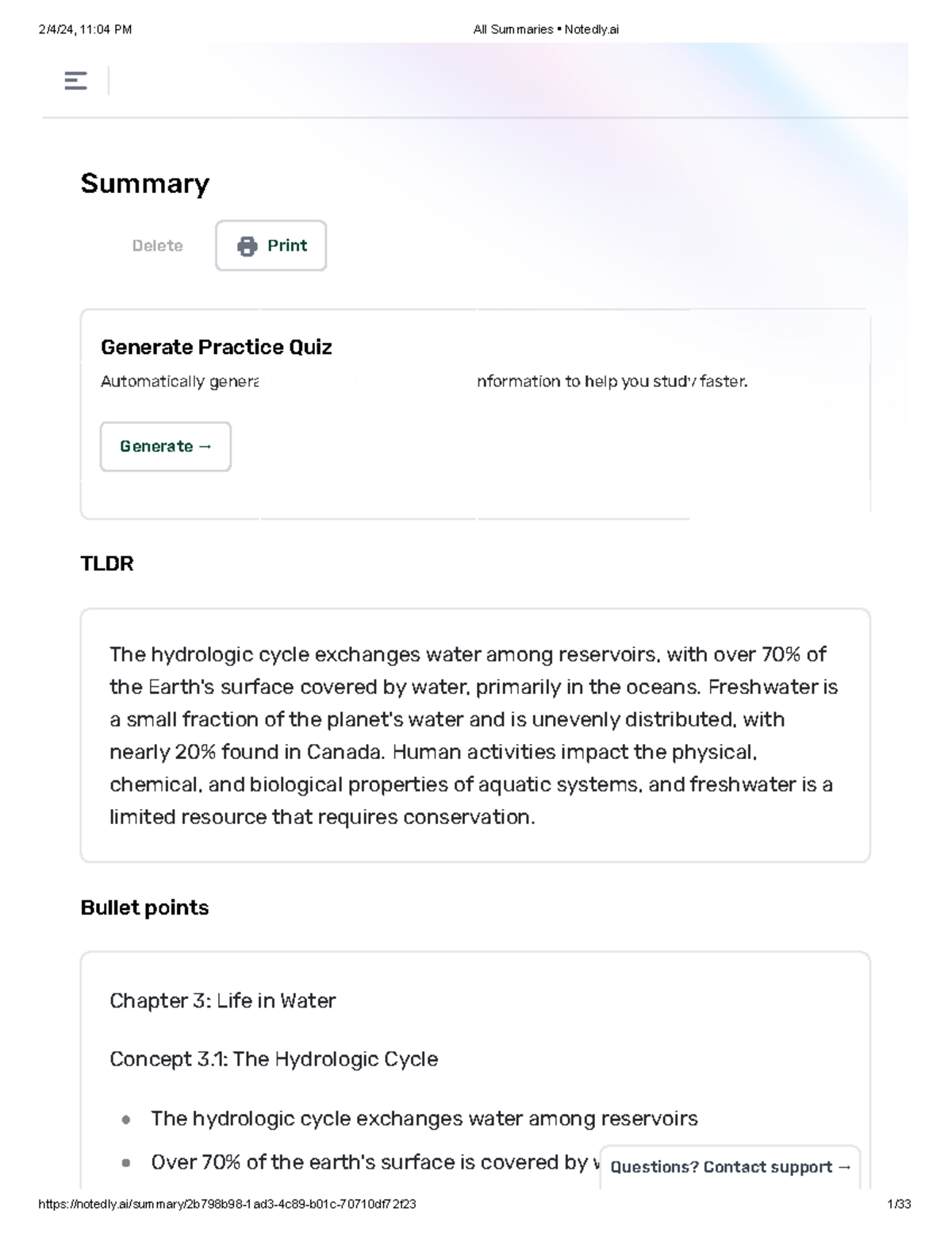 Chapter 3 summary - Ecology: Concepts and Applications - Summary Delete Print TLDR Bullet points ...