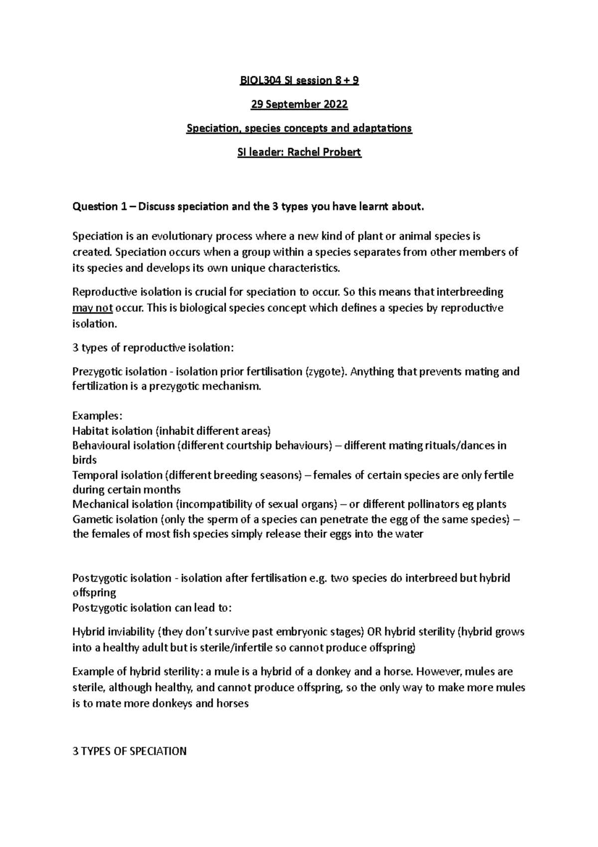 BIOL304 2022 SI session 8 + 9 worksheet model answer - BIOL304 SI ...