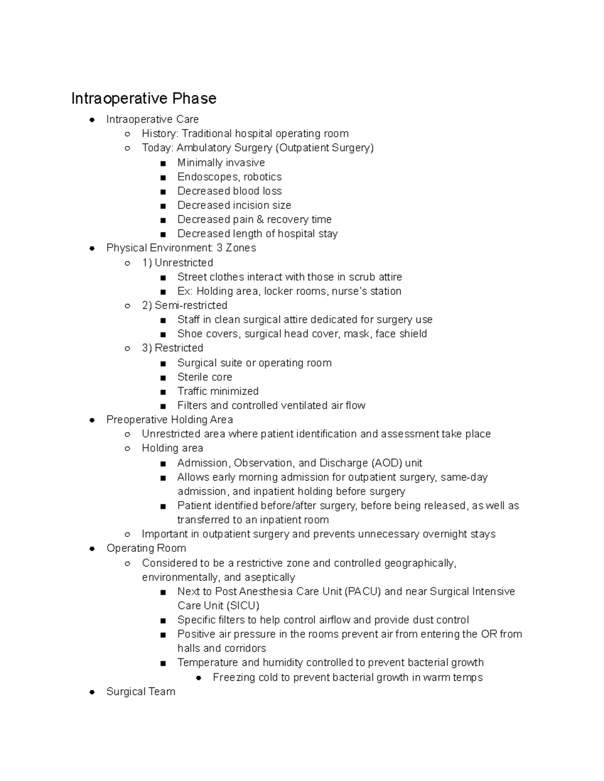 NUR 206 Intraoperative Care - Intraoperative Phase Intraoperative Care ...