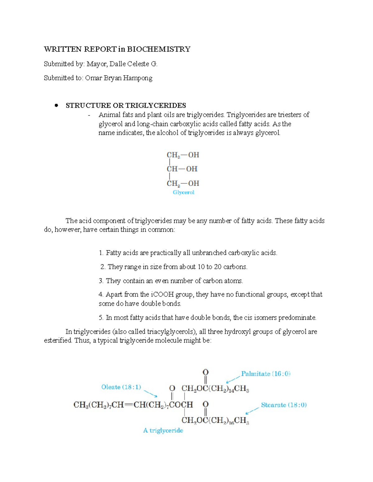 Written Report in Biochemistry - WRITTEN REPORT in BIOCHEMISTRY ...