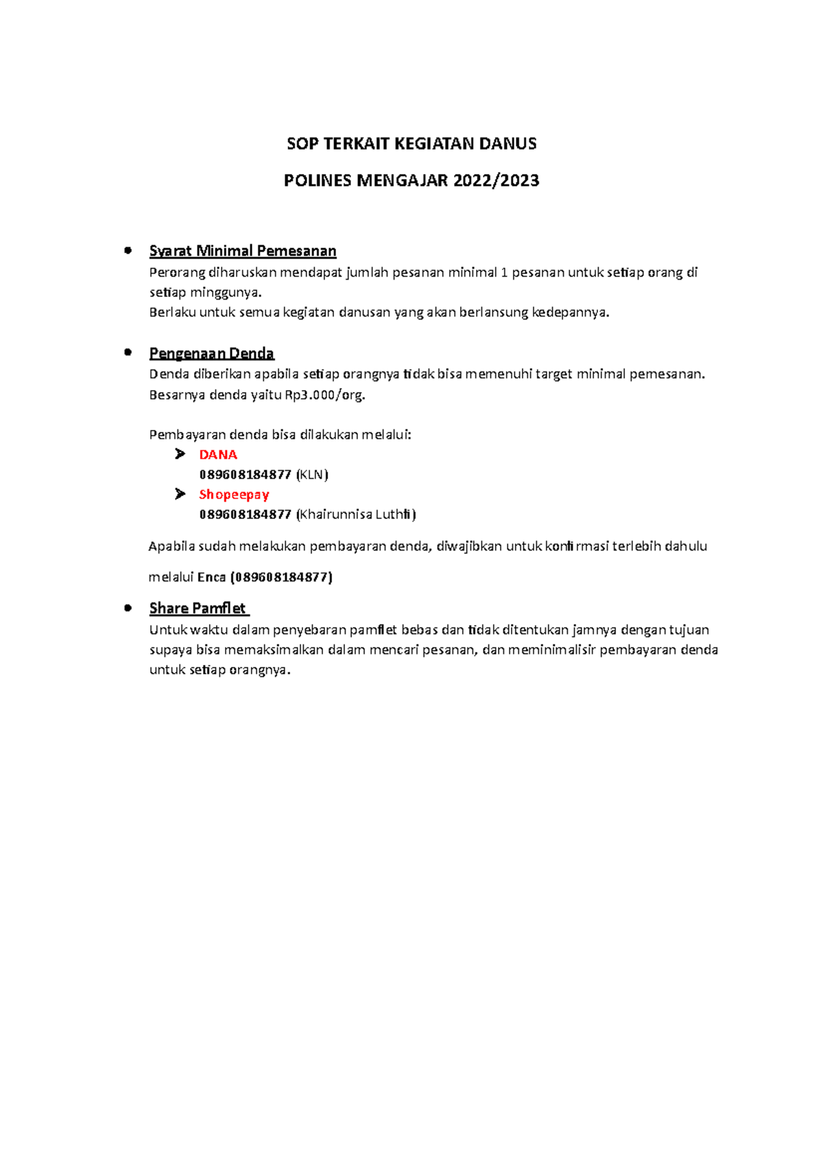SOP- Danus Polmeng - smt 3 - SOP TERKAIT KEGIATAN DANUS POLINES MENGAJAR 2022/ Syarat Minimal ...