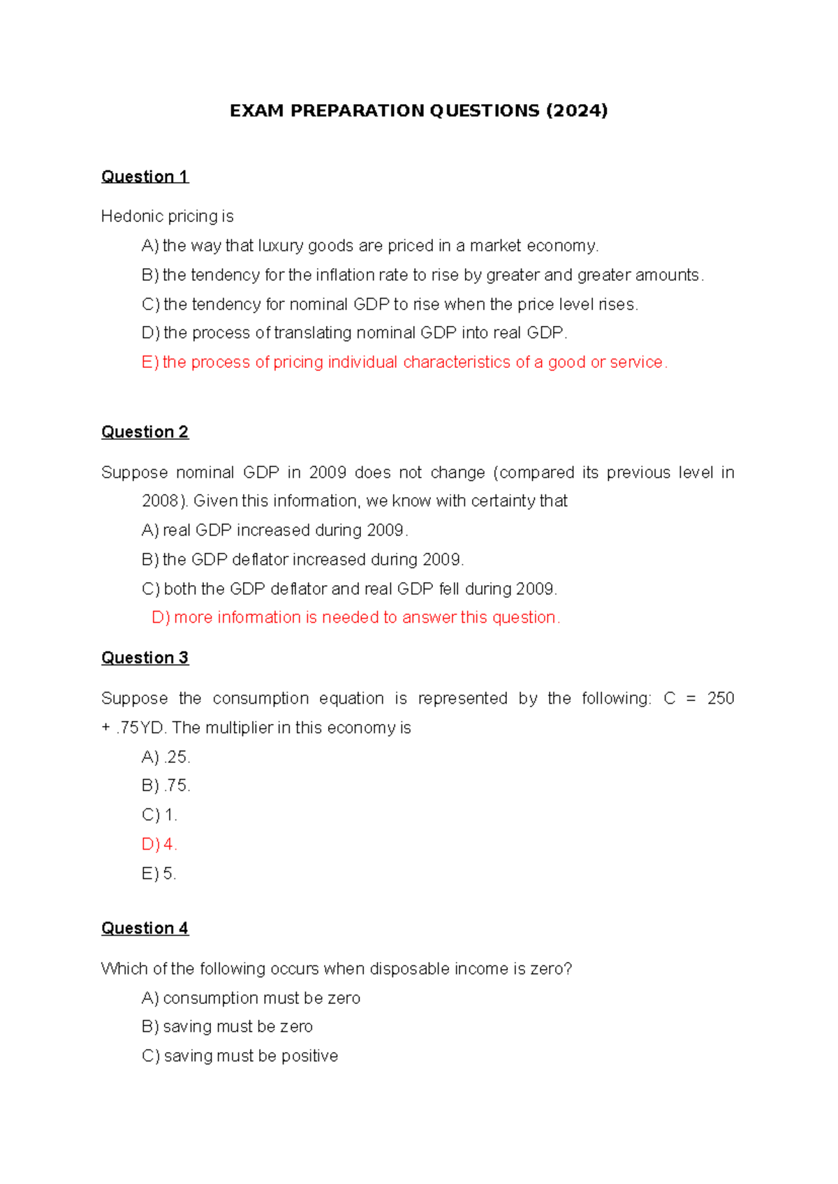 Exam Prep Memo - Practice questions - EXAM PREPARATION QUESTIONS (2024 ...
