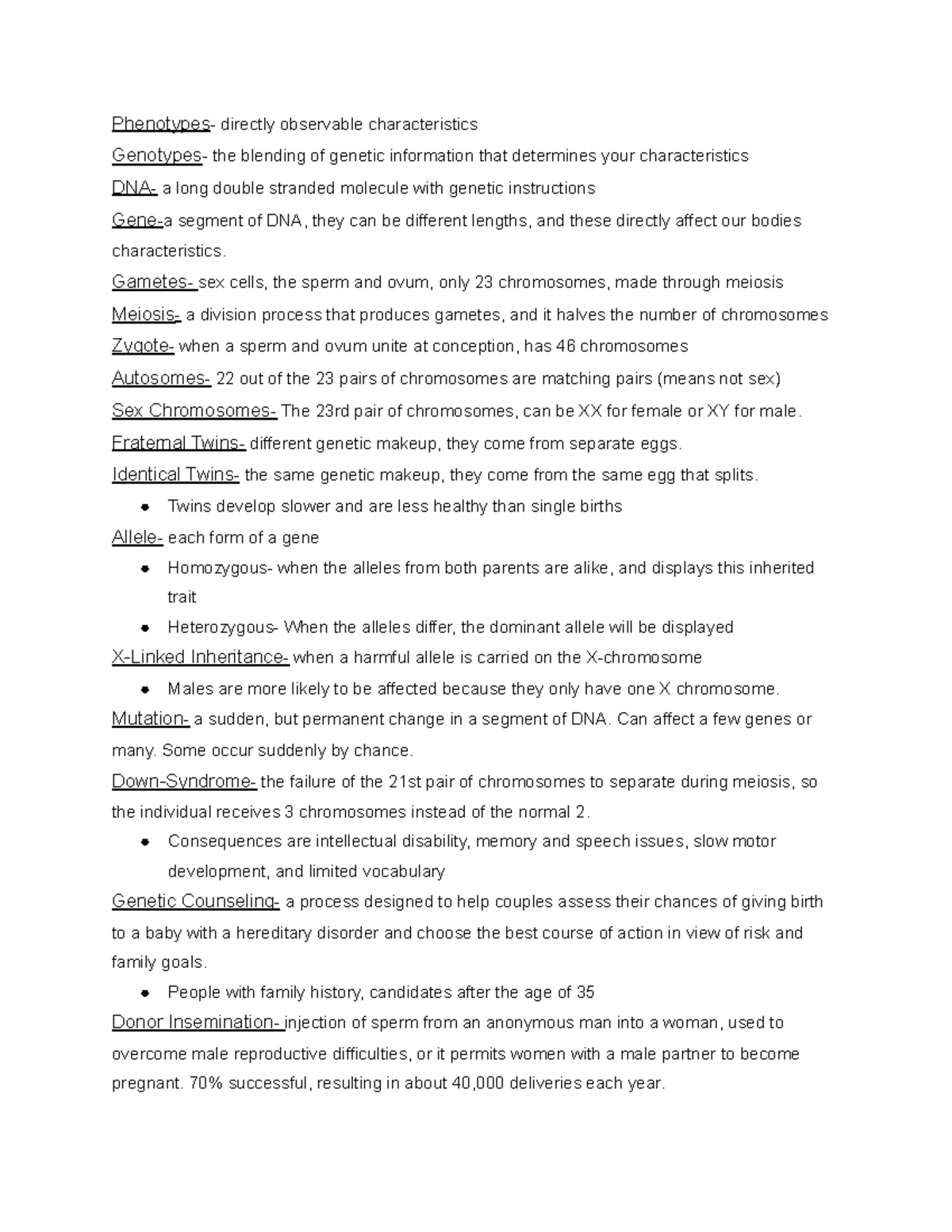 1/31 Notes EPSY 100- Genetic Influences on Development - Phenotypes ...