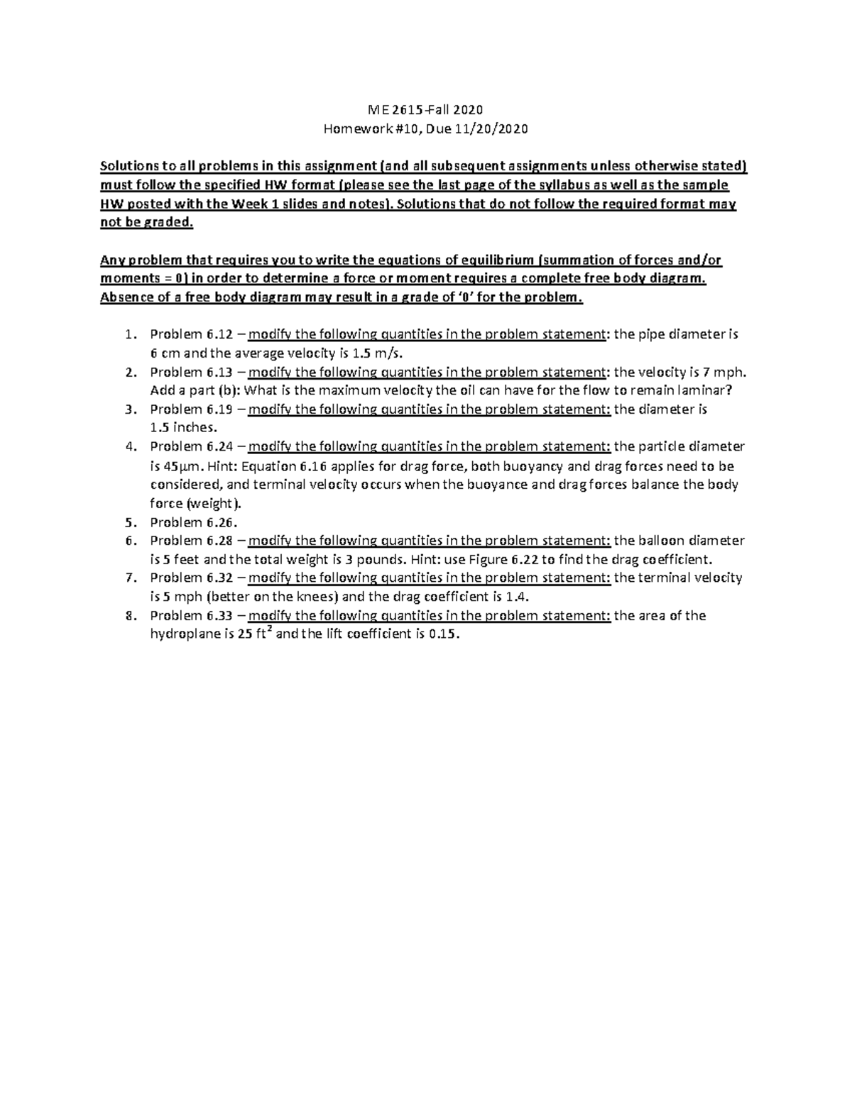 Home work 10 Assignment - ME 2020 Homework Due Solutions to all ...