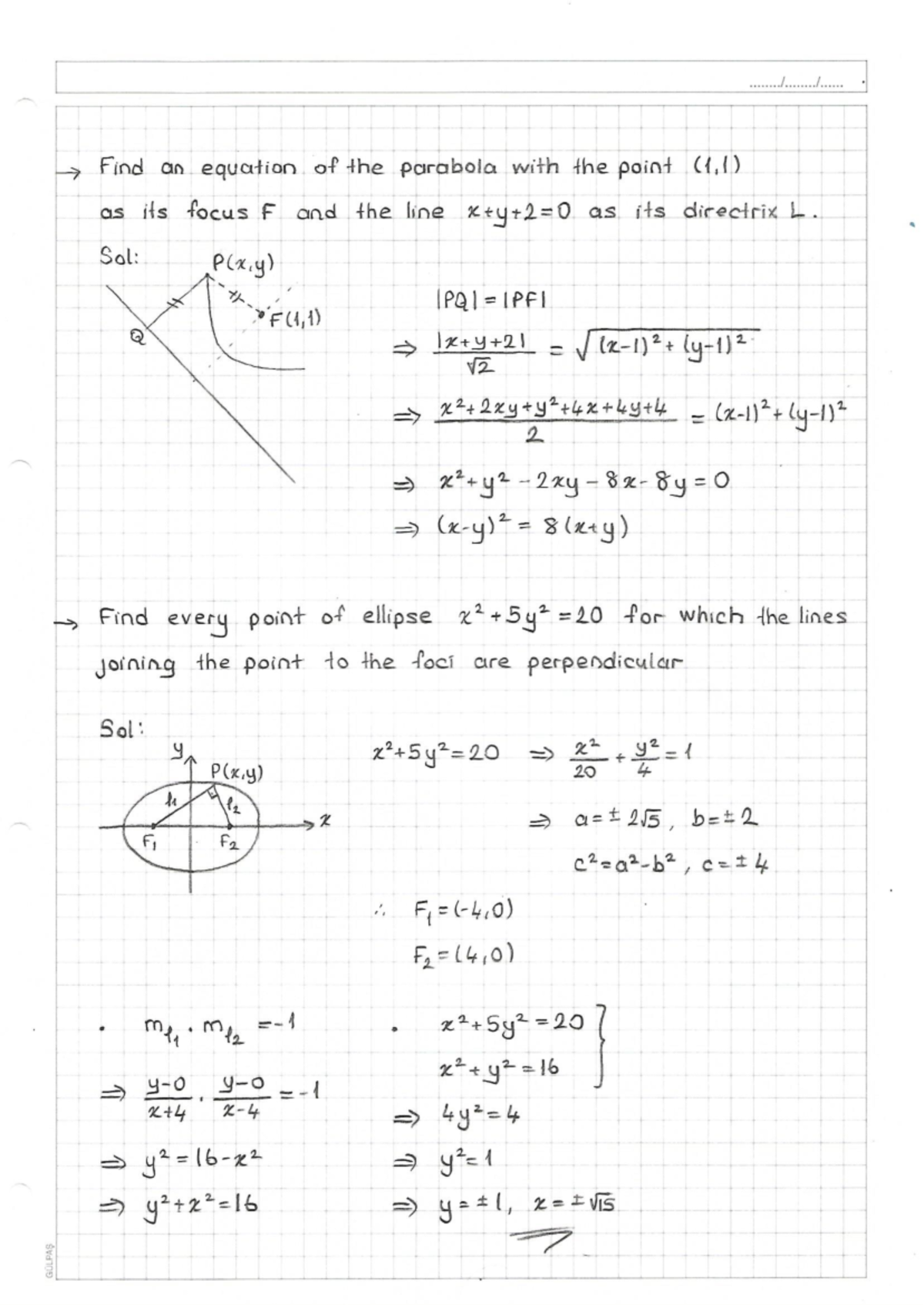 L1-2 - conics, parametric-equations - Mathematics 2 - Studocu