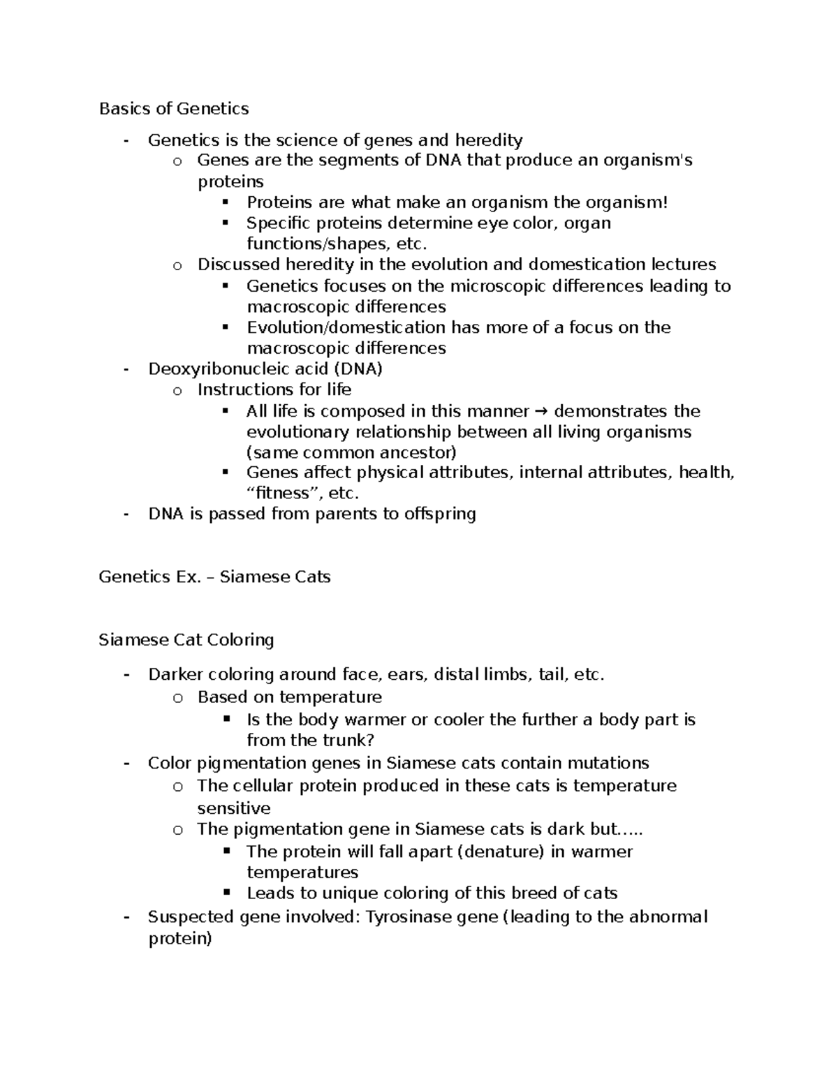 Lecture 8 Genetics Part 1 - Basics of Genetics Genetics is the science of genes and heredity o ...