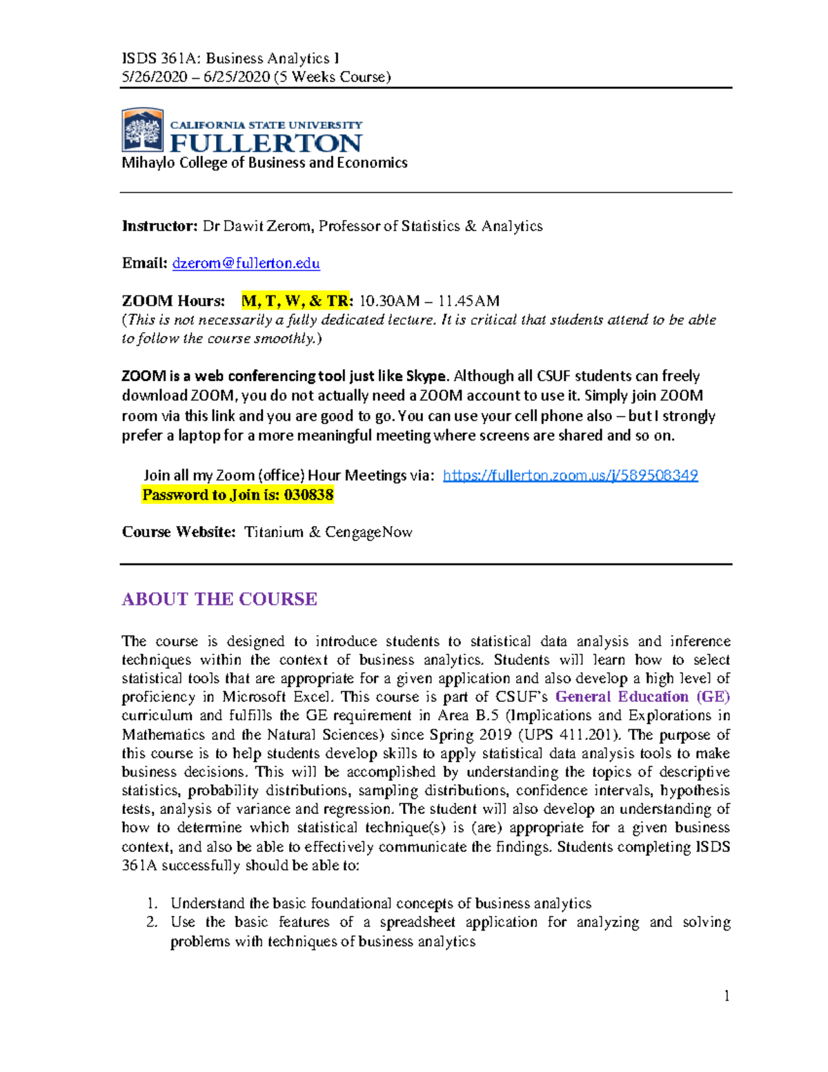 Syllabus - jjjj - Warning: TT: undefined function: 32 5/26/2020 – 6/25/2020 (5 Weeks Course ...