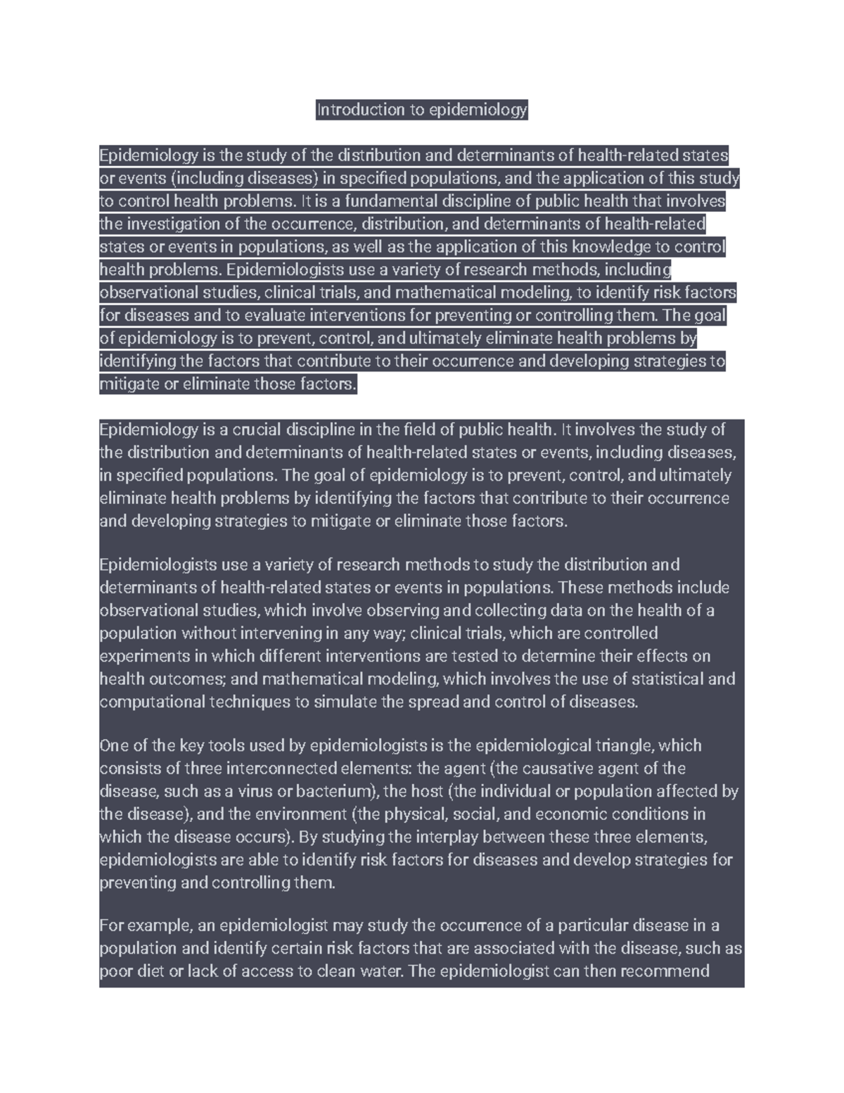 Introduction - It is a fundamental discipline of public health that ...