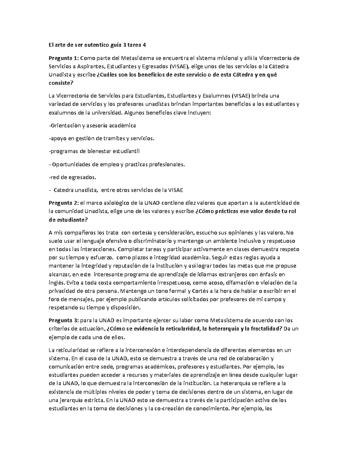 El arte de ser autentico guía 3 tarea 4 catedra unadista - El arte de ...