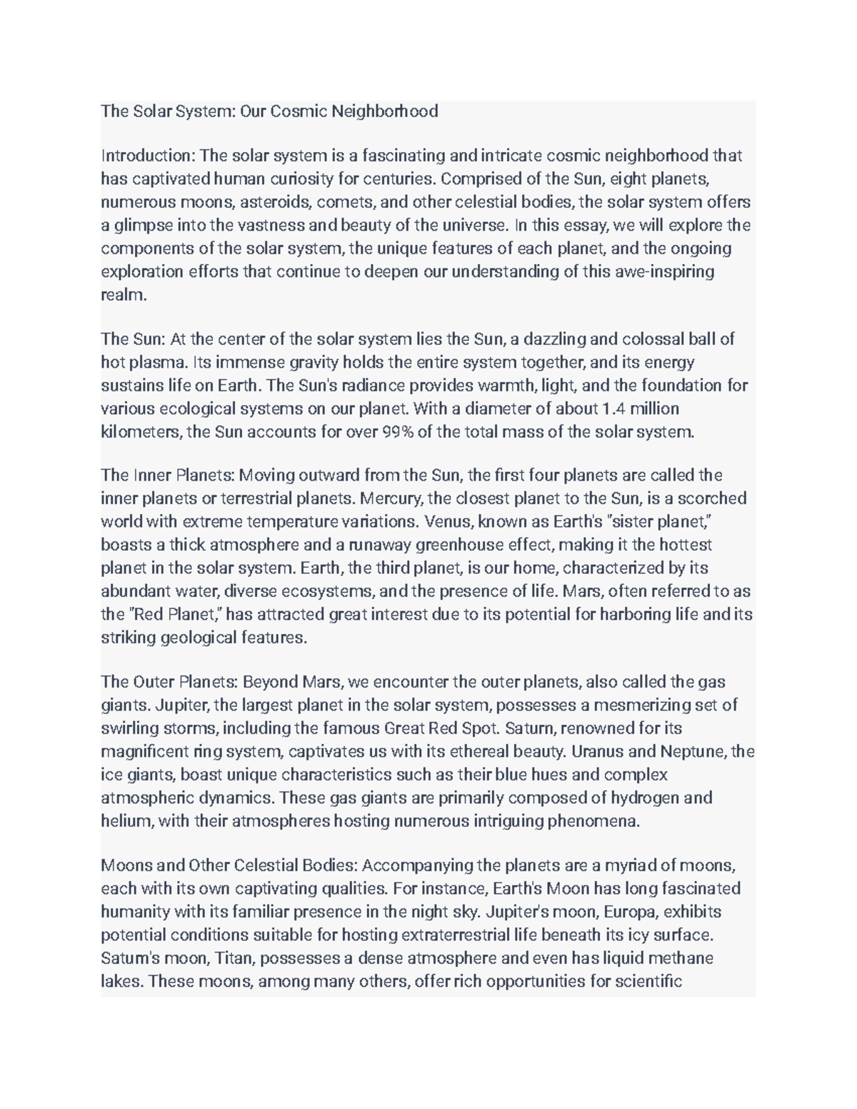 Test 2 - dsd - The Solar System: Our Cosmic Neighborhood Introduction ...