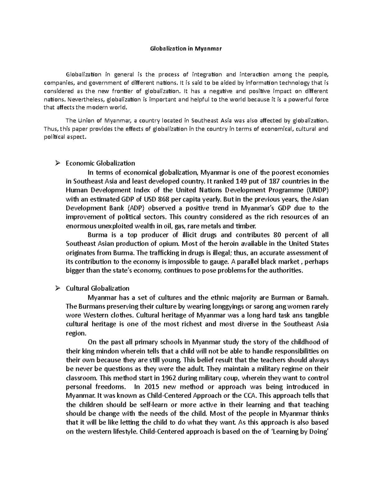 Myanmars-Globalization around the globe - History of Economic Thought ...