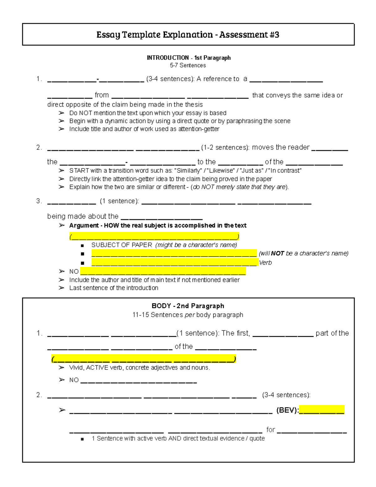 Assess #3 Essay Explanation Template-2 - Essay Template Explanation ...