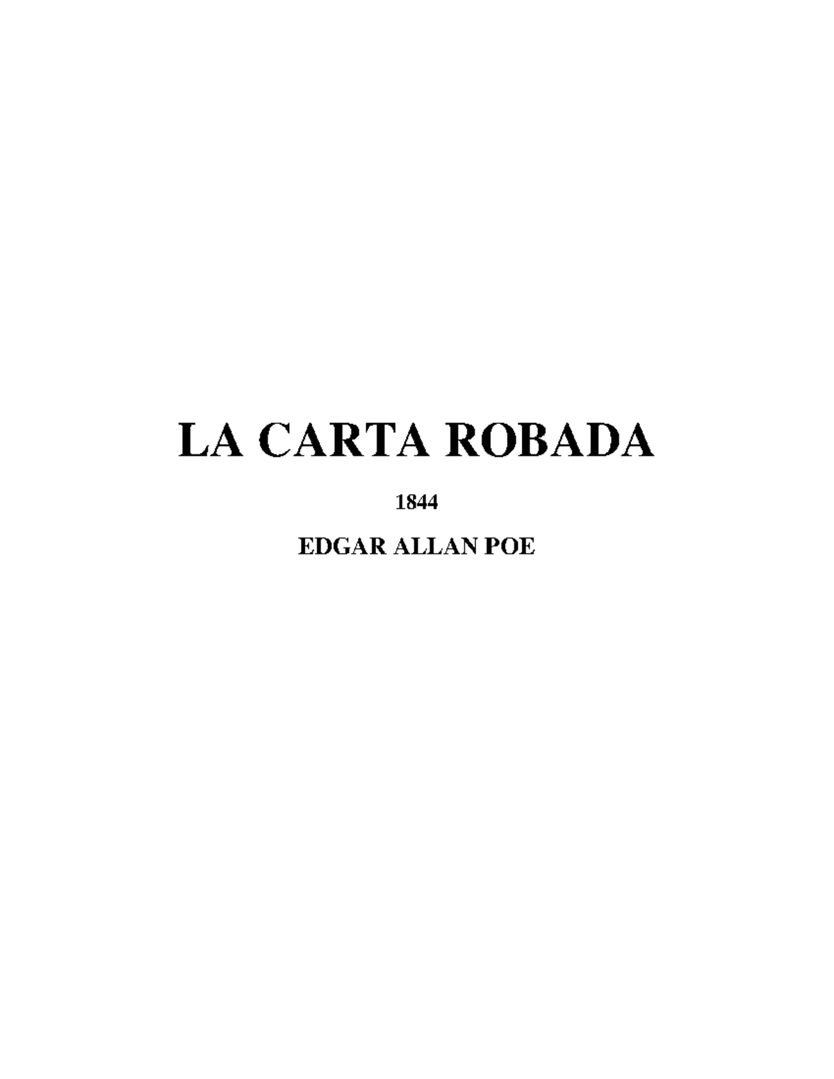 La carta robada - LA CARTA ROBADA 1844 EDGAR ALLAN POE Nil sapientiae ...