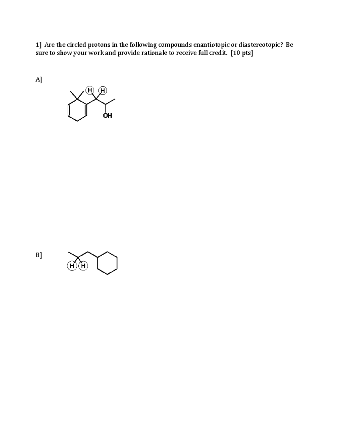 Exam 1 Prob Sess 1 - Problems - 1] Are the circled protons in the ...