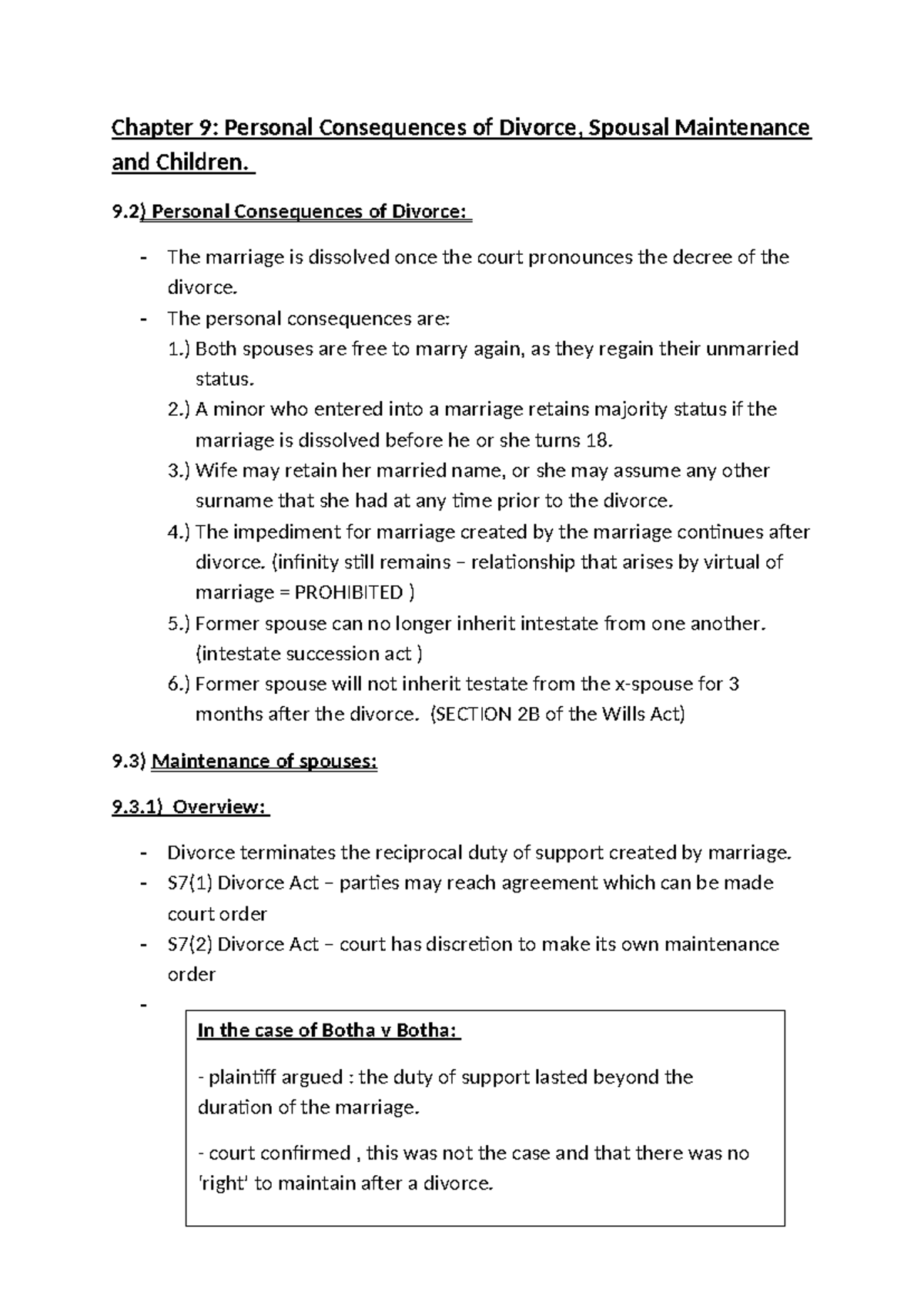 Chapter 9- Personal Consequences OF Divorce - 9) Personal Consequences ...