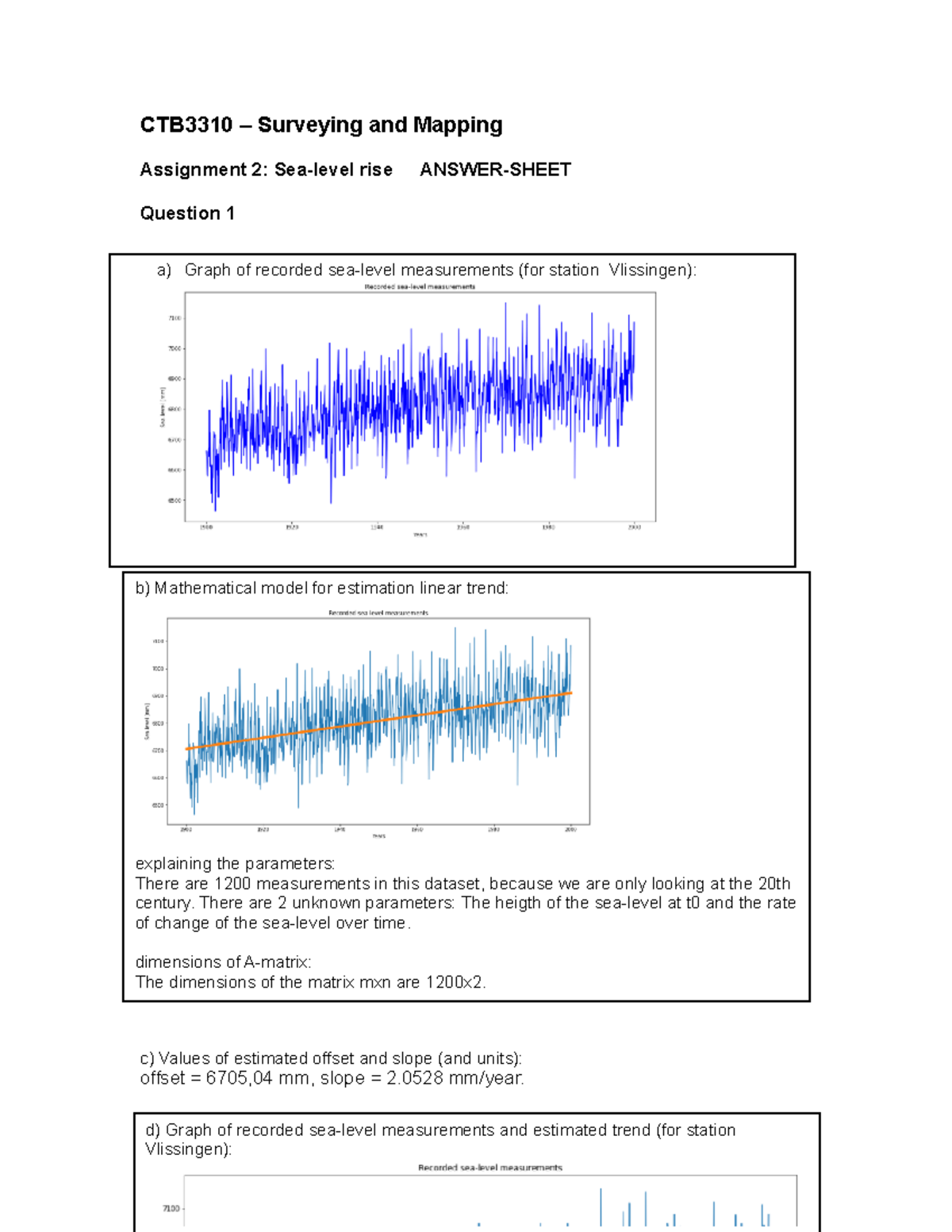 CTB3310 as2 - CTB3310 Surveying and Mapping Assignment 2: rise Question 1 a) Graph of recorded ...