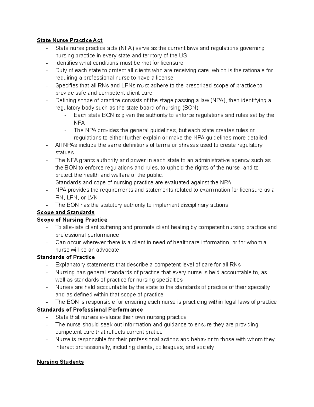 EF Scope and Standards of Practice - State Nurse Practice Act - State ...