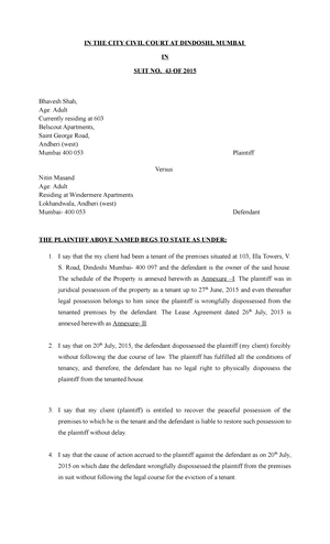 Civil - Written Statement - WRITTEN STATEMENT OF THE DEFENDANT IN THE ...