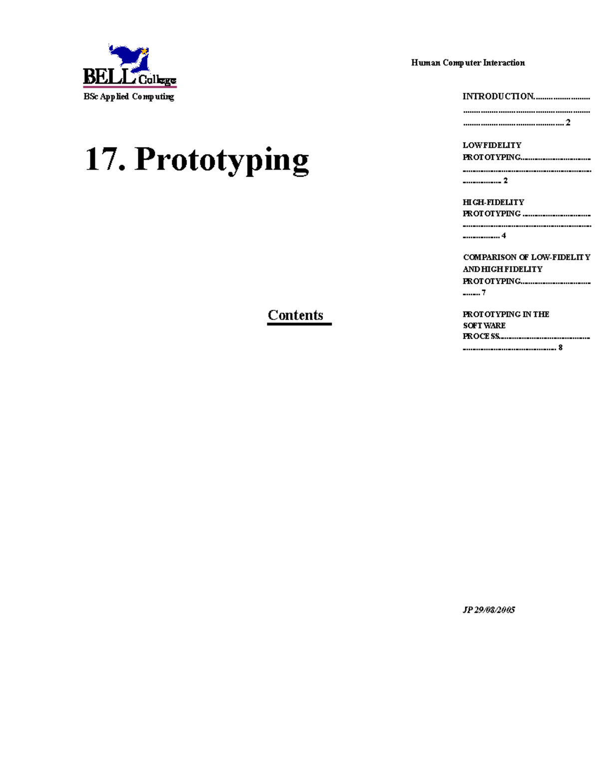 Hcinotes 17 - lecture notes - BSc Applied Computing 17. Prototyping ...