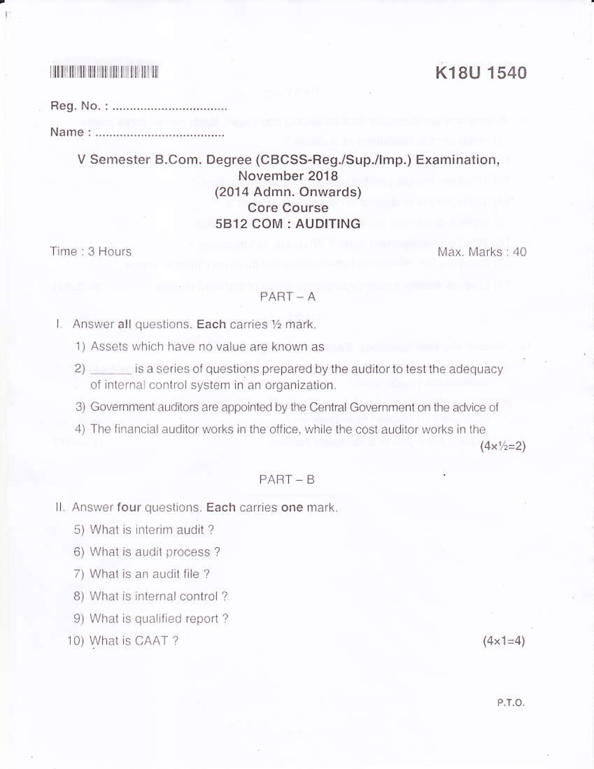 Bcom co-op v nov2018 auditing 1 - llll lllfl l l Req. No ...