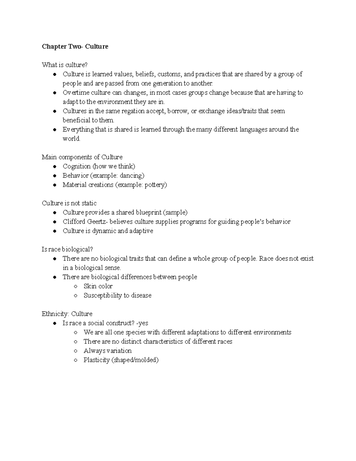 Chapter Two- Culture - Chapter Two- Culture What is culture? Culture is ...