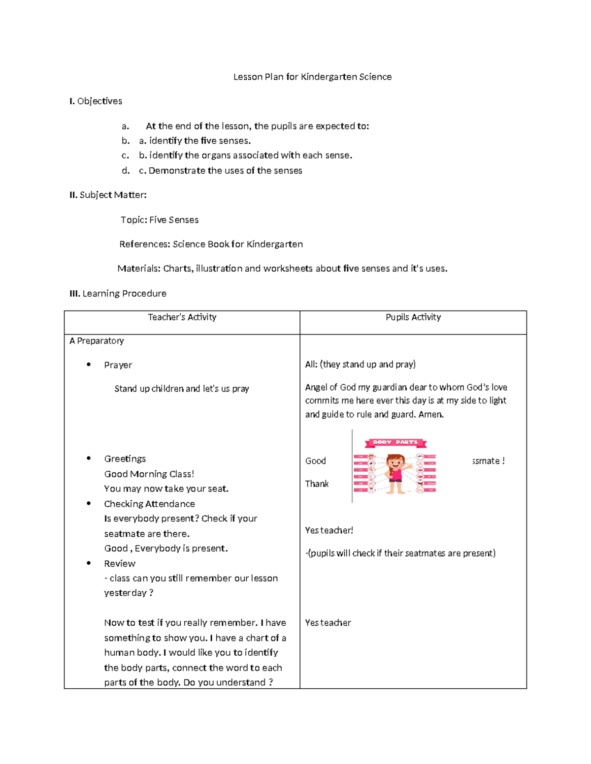 Lesson Plan for-WPS Office - Lesson Plan for Kindergarten Science I ...