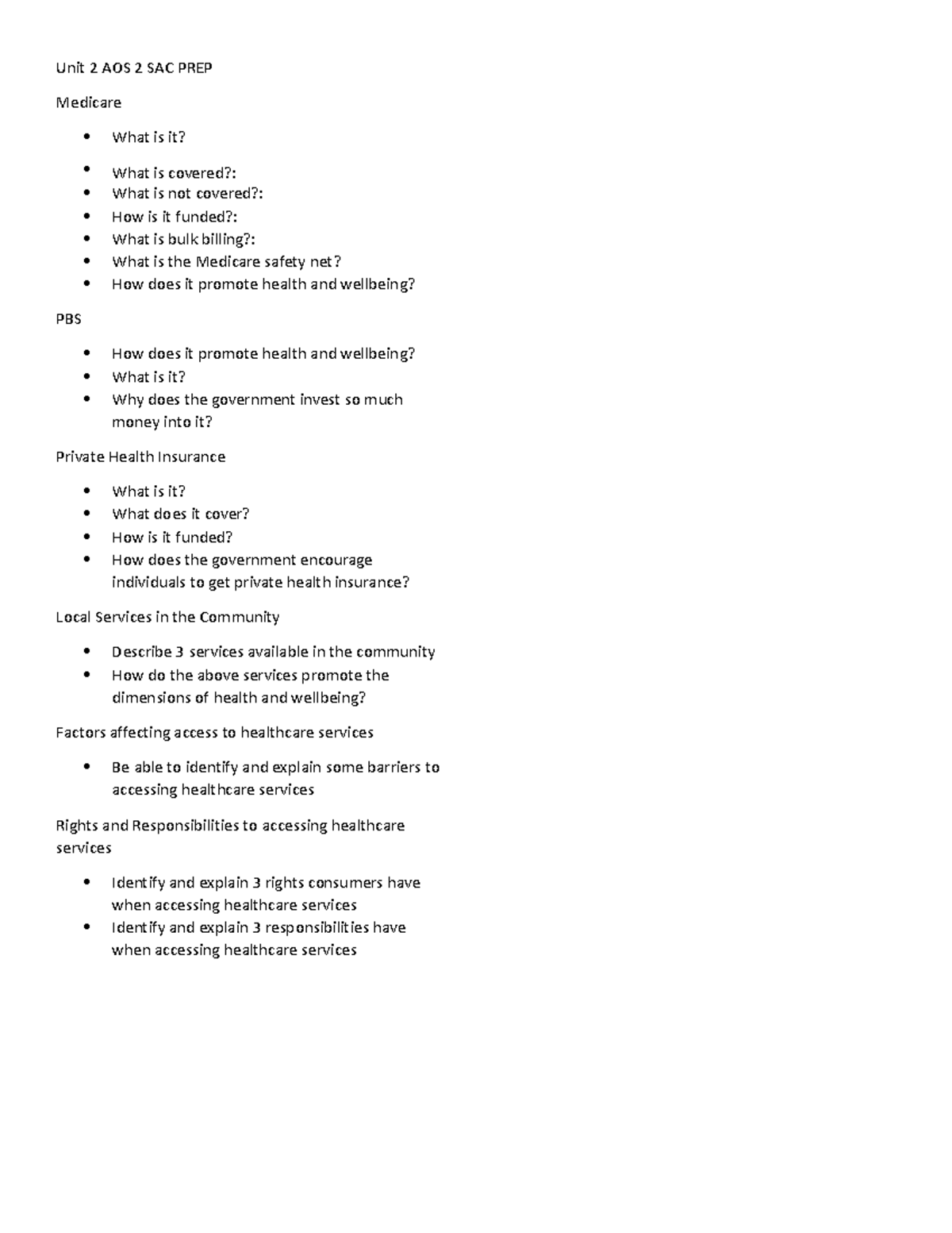 Unit 2 AOS 2 SAC PREP - jsksk - Unit 2 AOS 2 SAC PREP Medicare What is ...